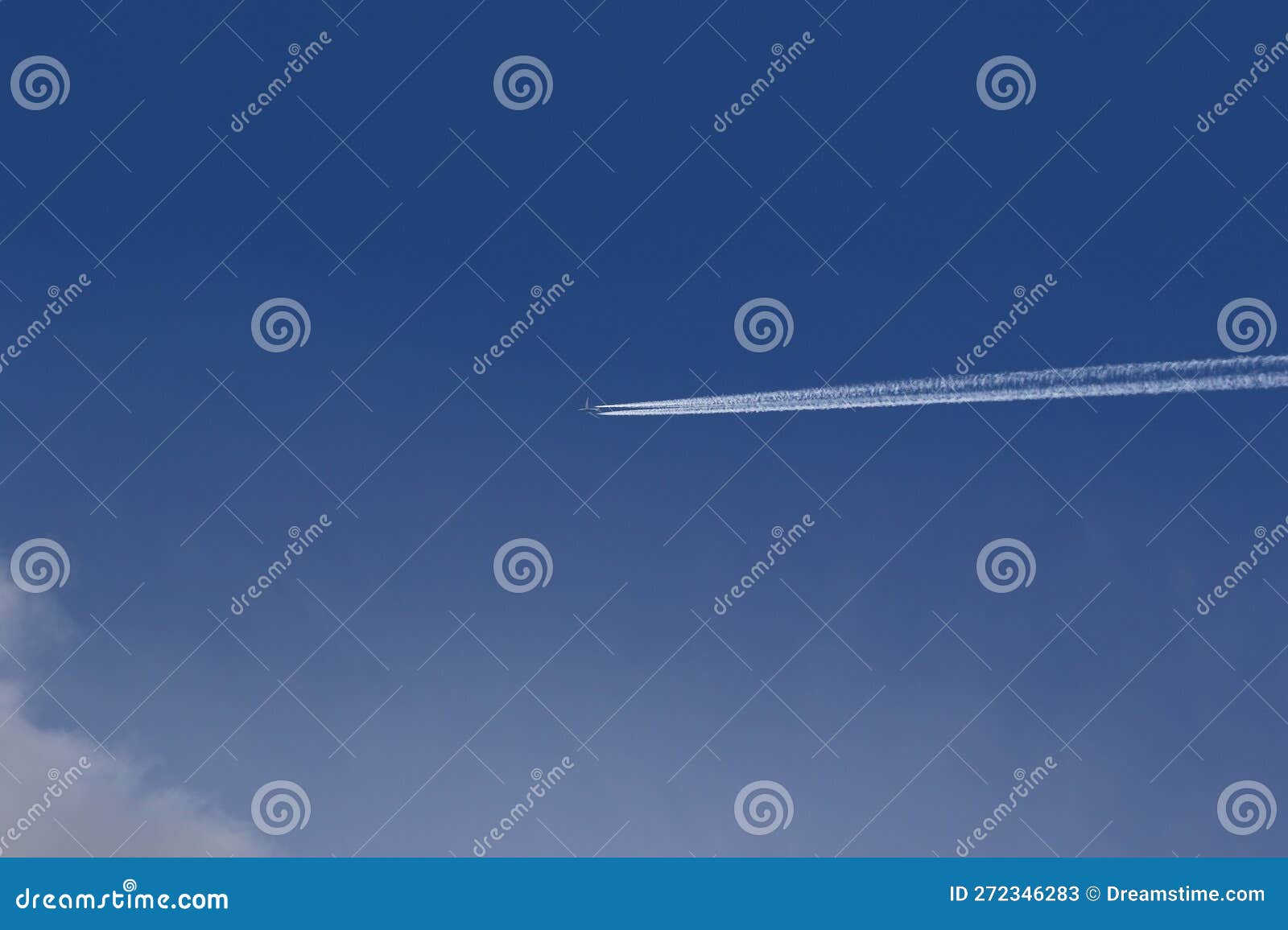 A Plane and Vapor Trails in the Sky Stock Image - Image of flight ...