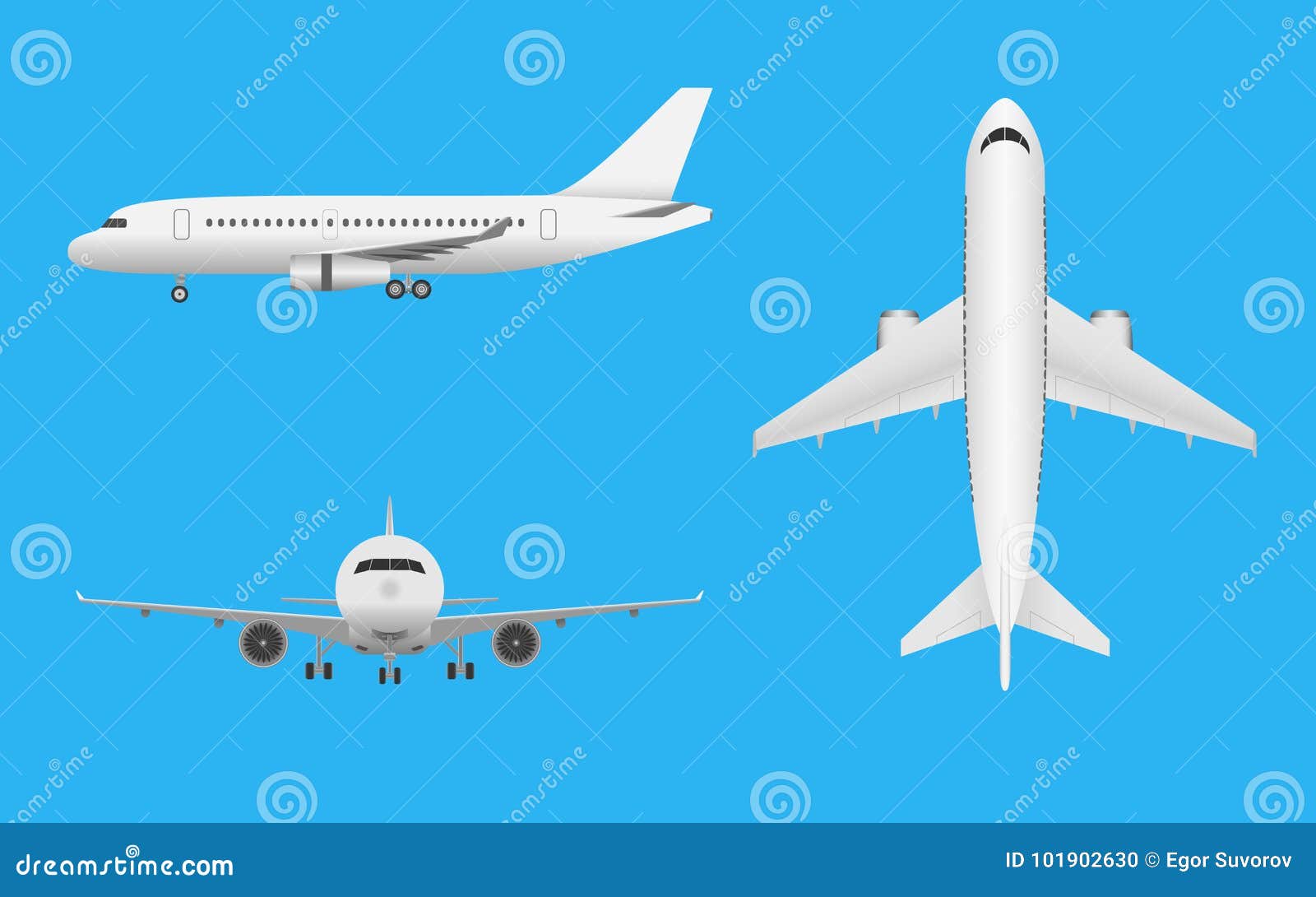 Airliner Front Side Realistic View Vector Illustration | CartoonDealer ...