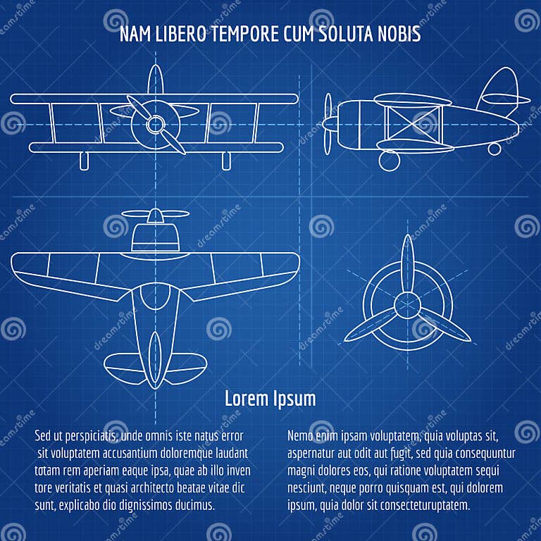 Plane vector blueprint stock vector. Illustration of blueprint - 68583440