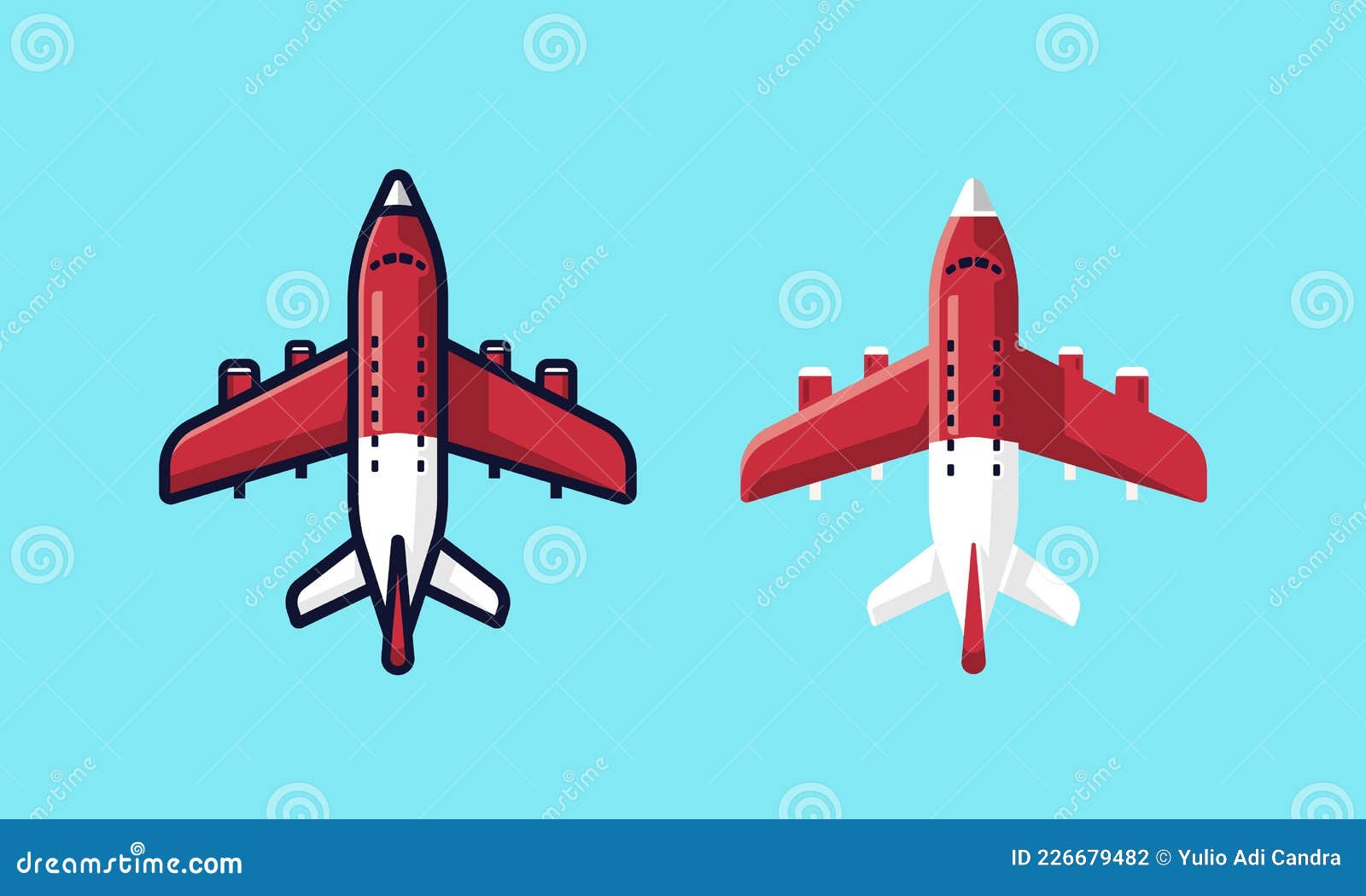 Plane Vector with Border Line and without Border Line, Plane Flat ...
