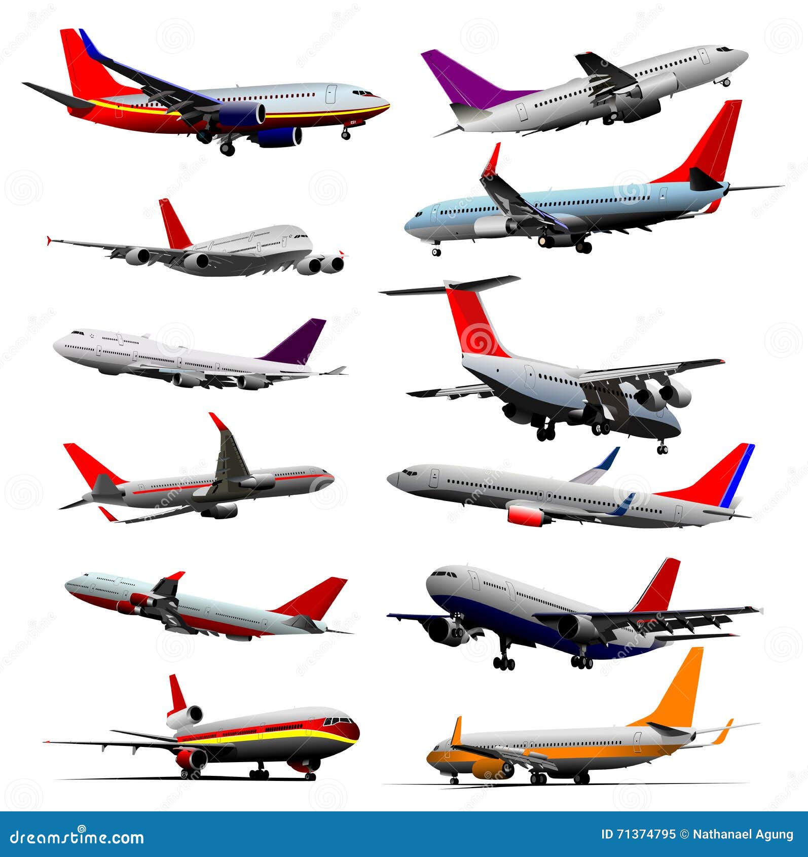 Plane Vector Set stock vector. Illustration of speed - 71374795