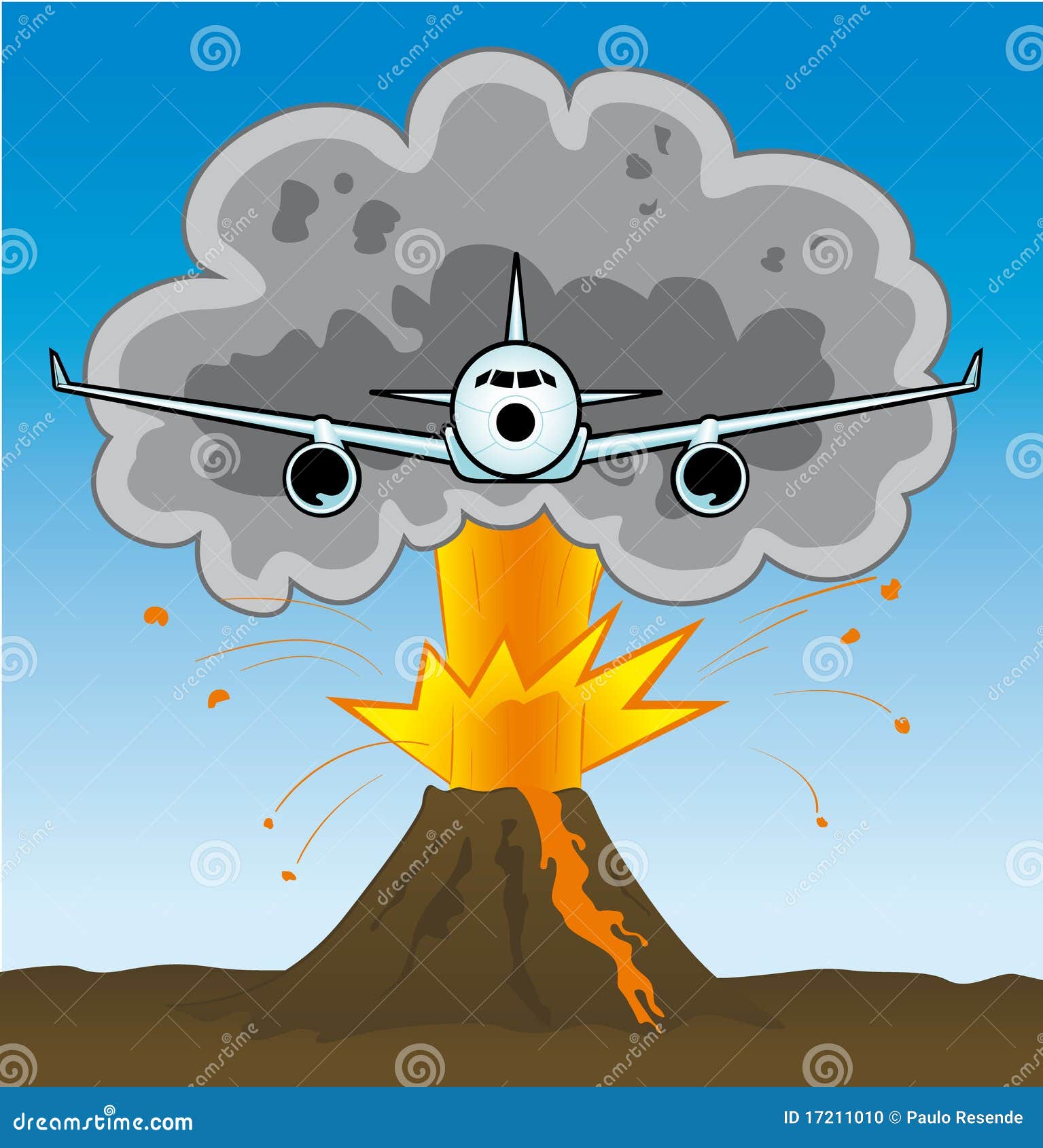 Plane and volcano stock vector. Illustration of graphics - 17211010