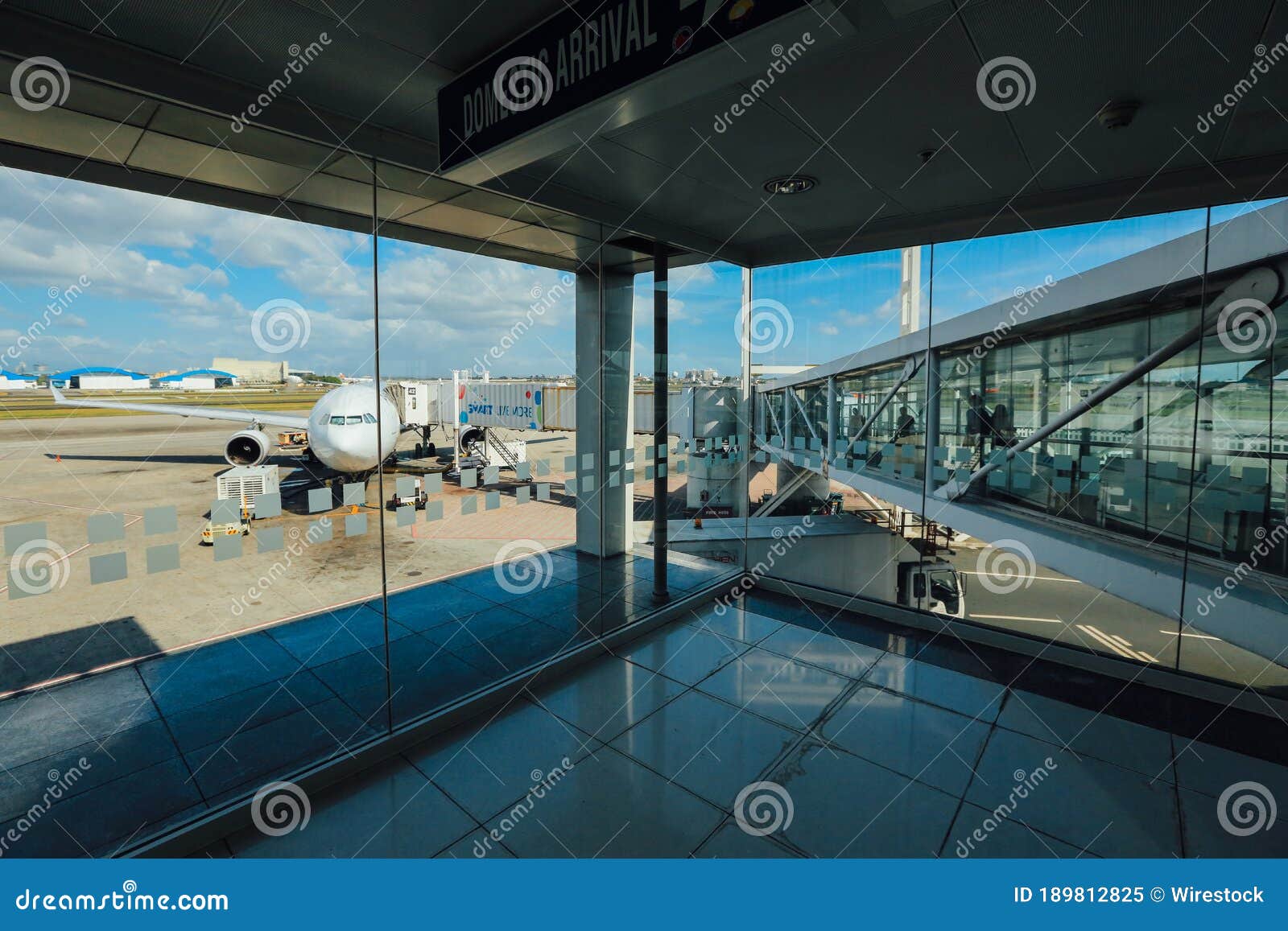 Plane Which is Boarding through the Gate Captured from the Inside on an ...