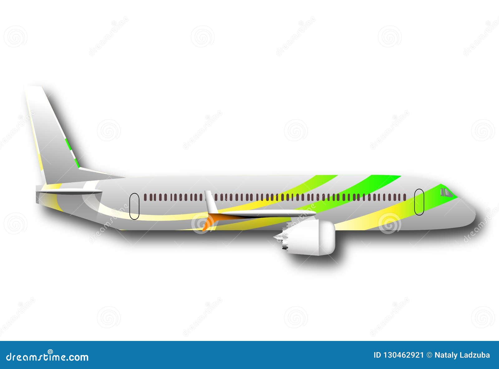 Plane on White Background Side View in Horizontal Position Stock ...