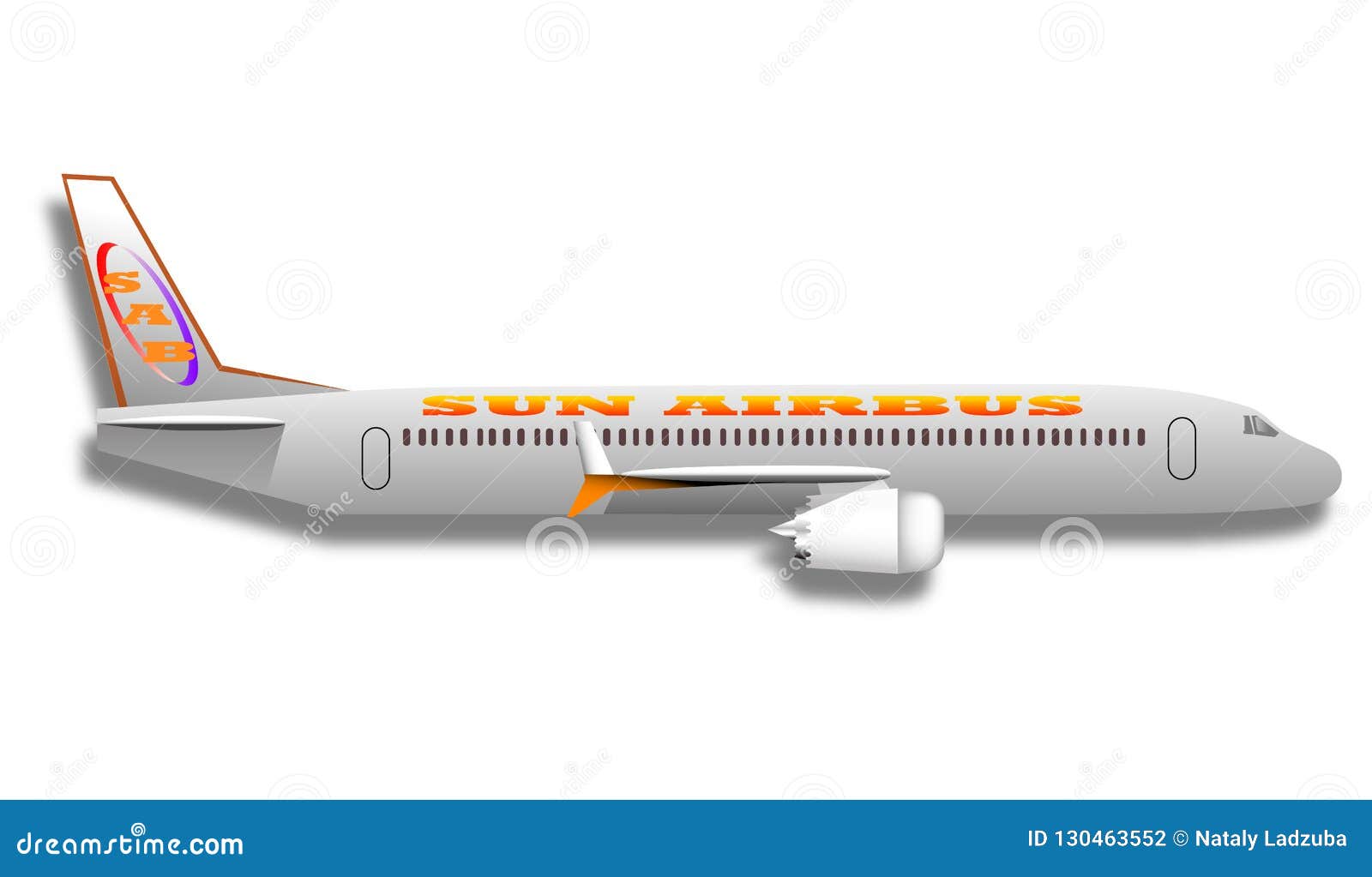 Plane on White Background Side View in Horizontal Position Stock ...