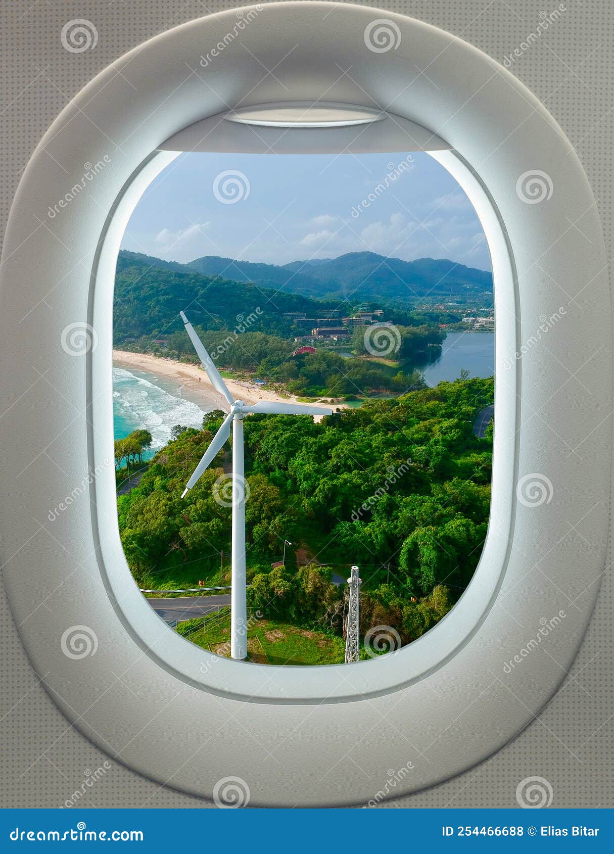Plane Window Aerial View of a Beach Phuket Thailand Stock Photo - Image ...