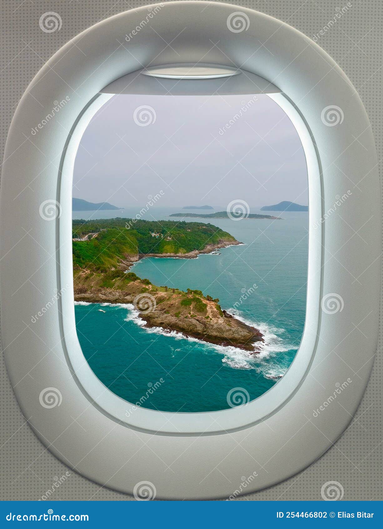 Plane Window Aerial View of a Beach Phuket Thailand Stock Photo - Image ...