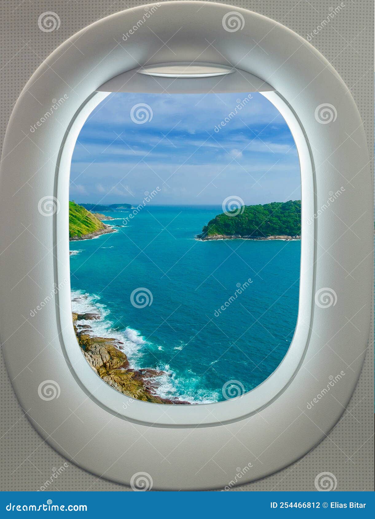 Plane Window Aerial View of a Beach Phuket Thailand Stock Photo - Image ...
