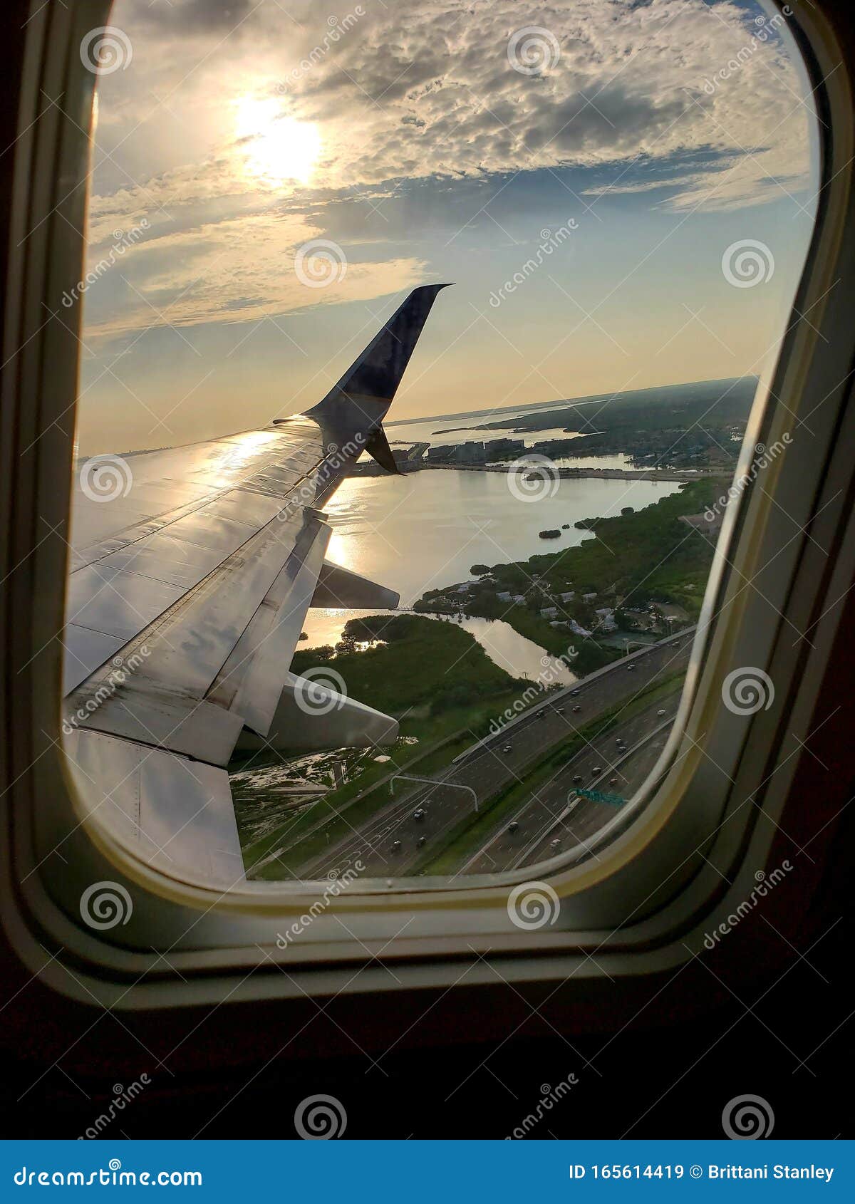 Plane Window Flight Florida Takeoff Sunset on Plane Stock Image - Image ...