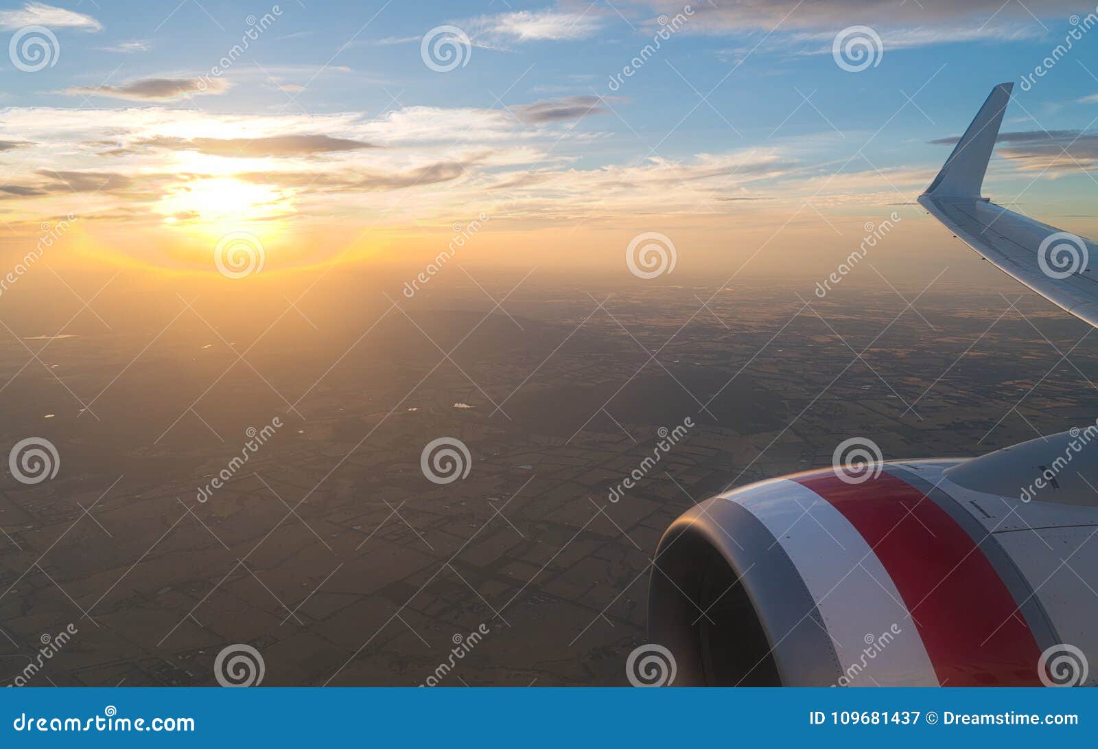 Plane Window Sunset stock image. Image of commercial - 109681437