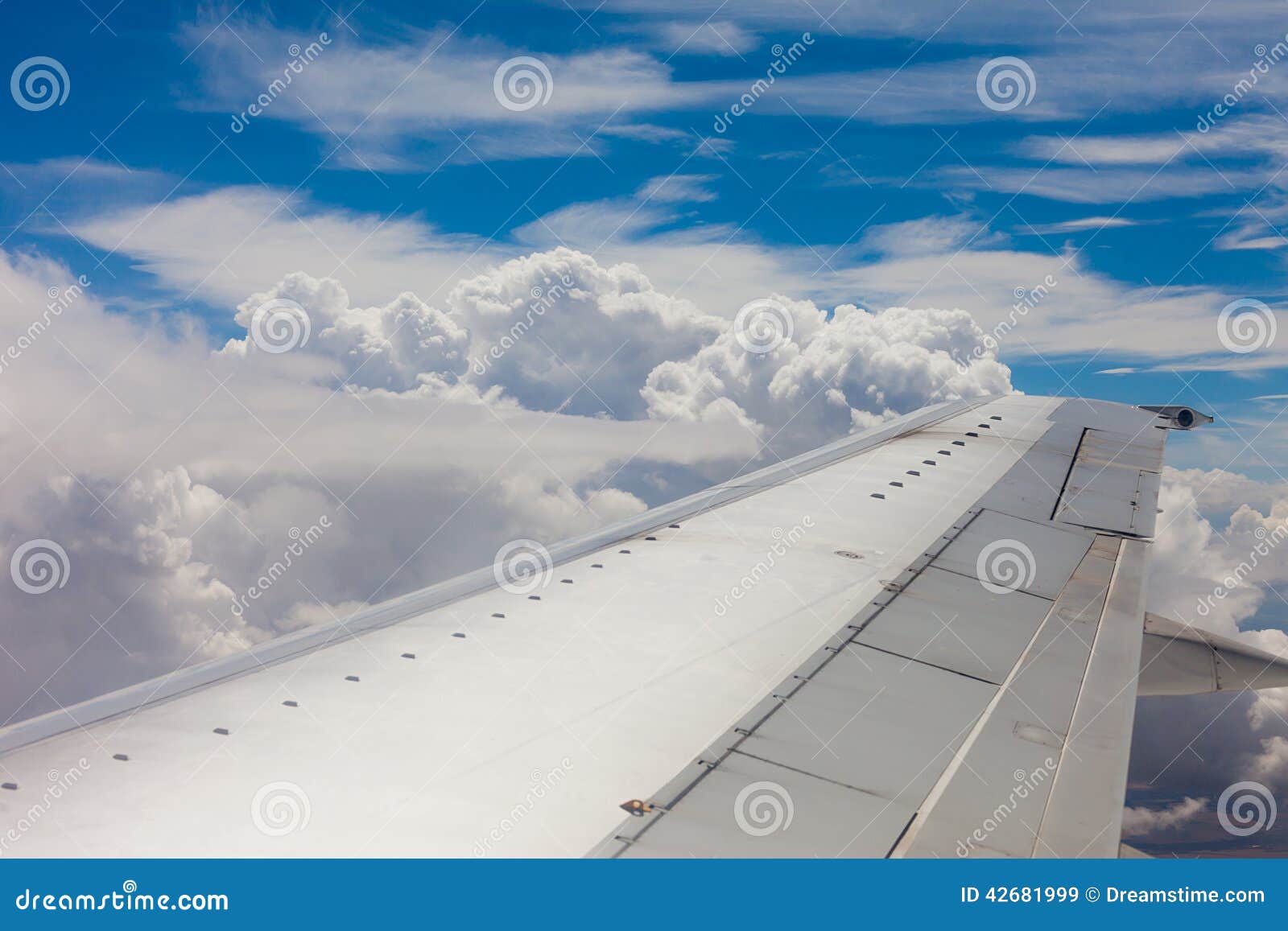Plane Wing, Ground, Clouds and Sky Stock Image - Image of plain, rivet ...