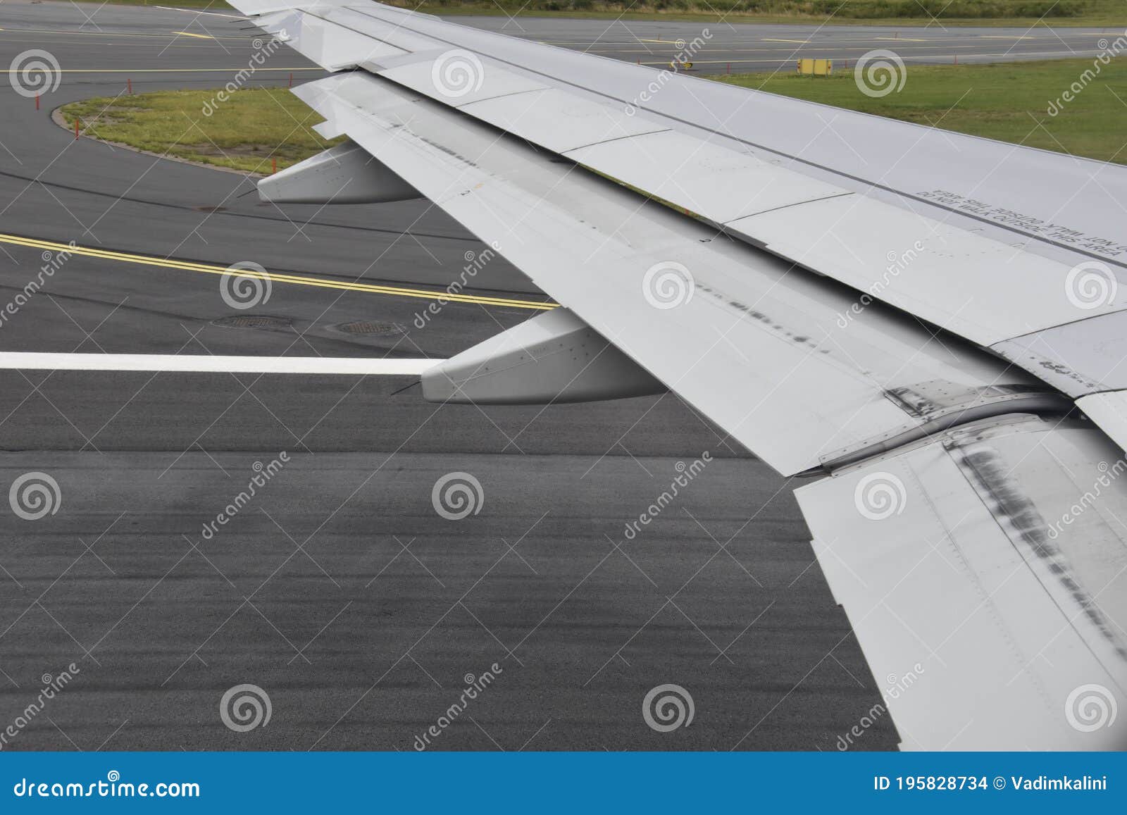 Plane Wing on a Runway before Take Off. Stock Photo - Image of nature ...