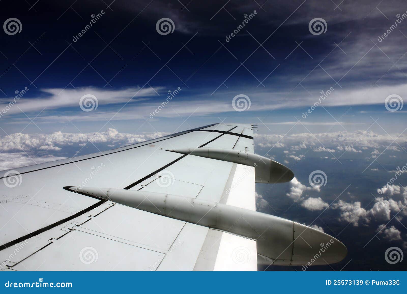 Plane wing view in flight stock image. Image of aviation - 25573139