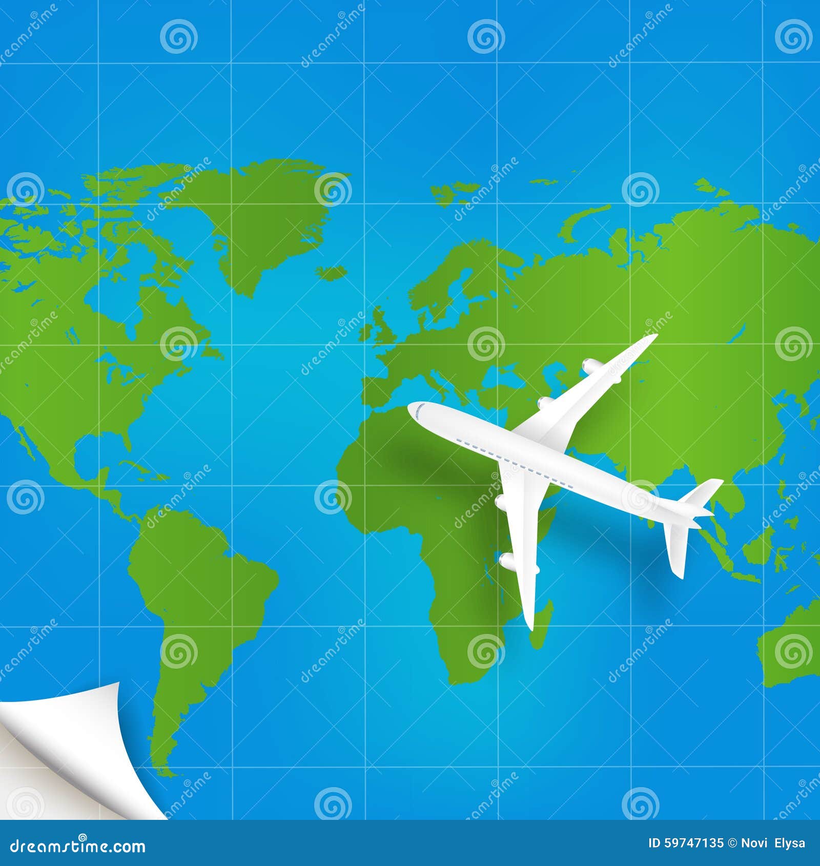 Plane the World Map with Concept of Three-dimensional Stock Vector ...