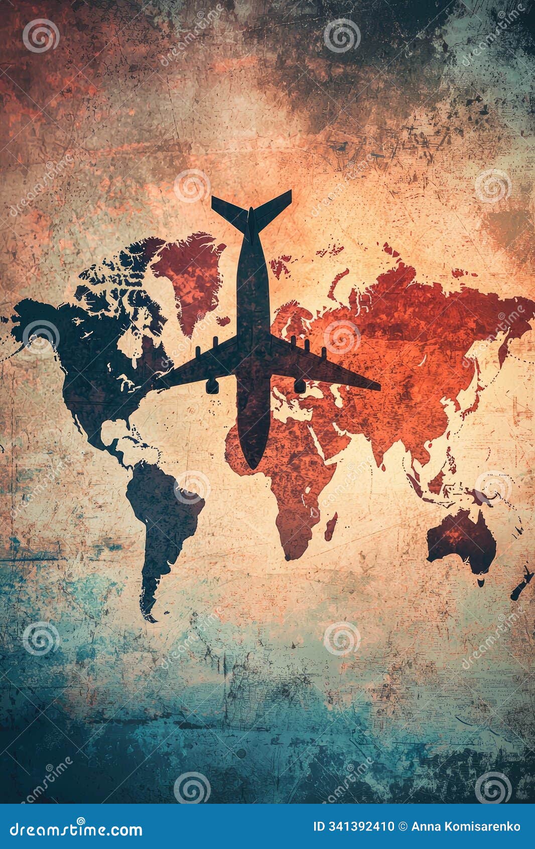 Plane on the World Map. Selective Focus Stock Photo - Image of vacation ...