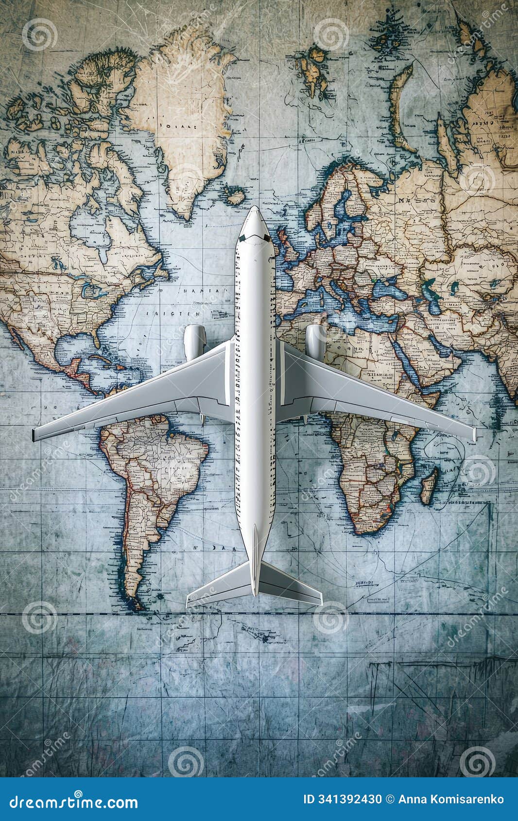 Plane on the World Map. Selective Focus Stock Photo - Image of ...