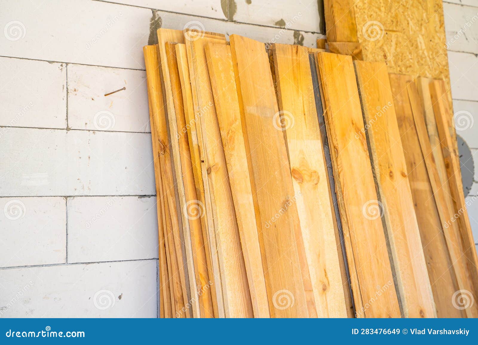 Planed Pine Boards in Stock. Building Materials for Construction Stock ...
