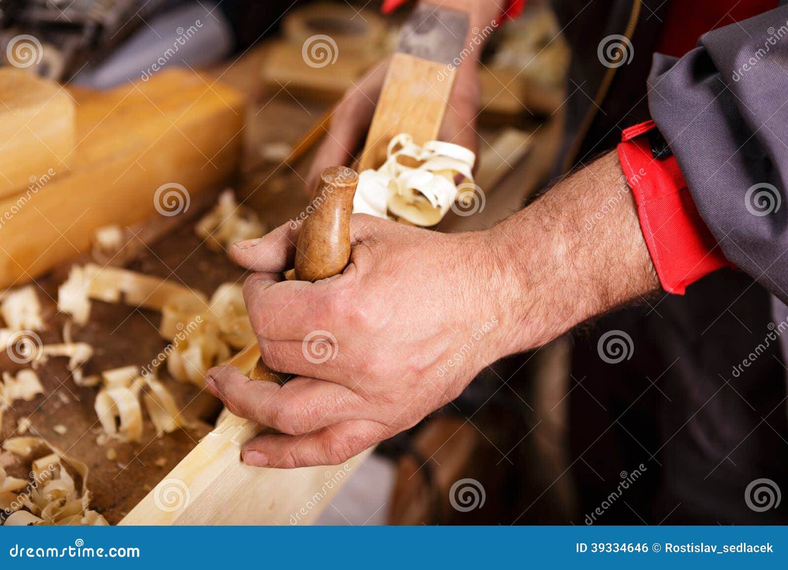 Planer at Work in Rugged Male Hands Stock Photo - Image of material ...