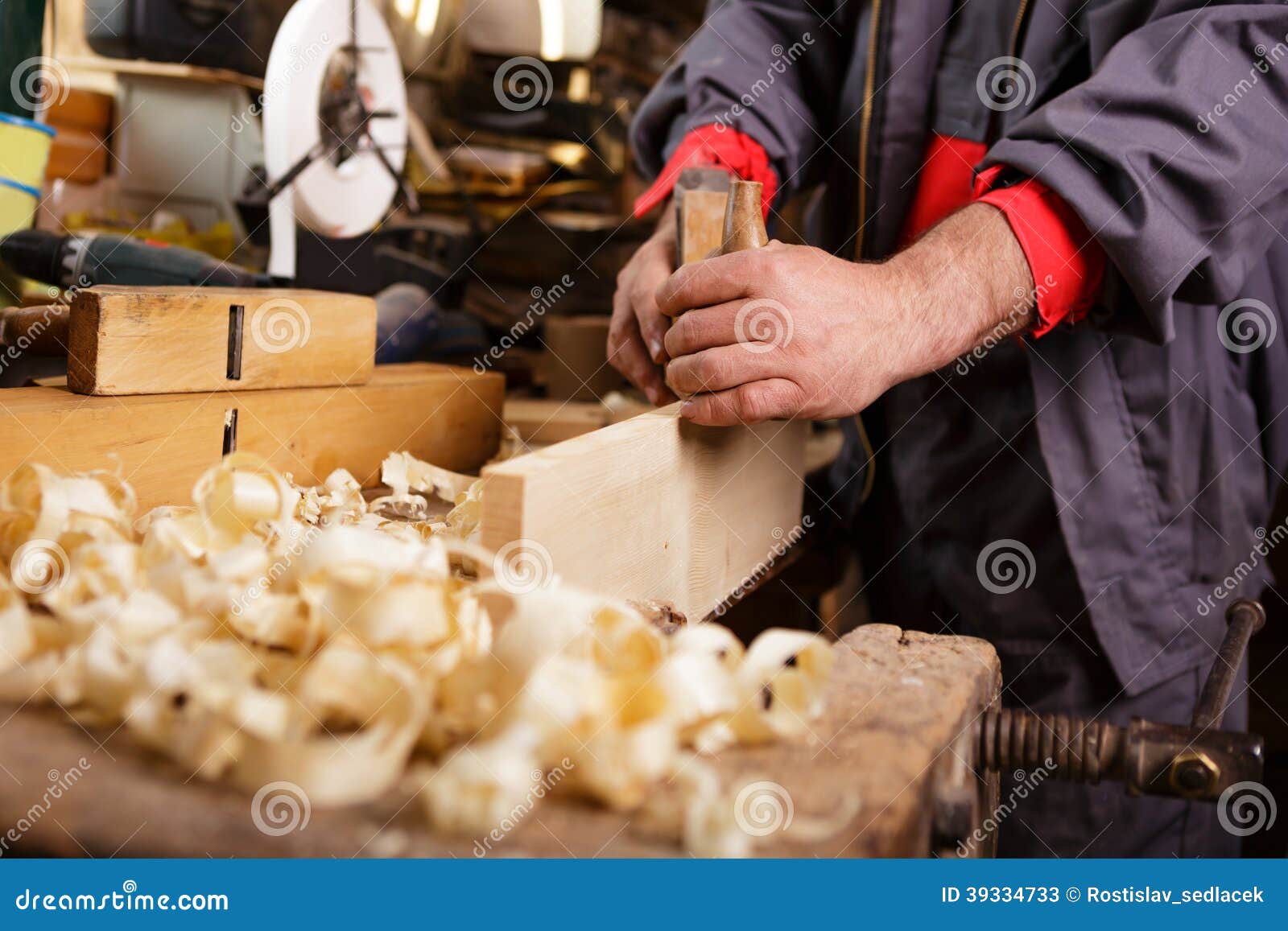 Planer at Work in Rugged Male Hands Stock Image - Image of tool, heap ...