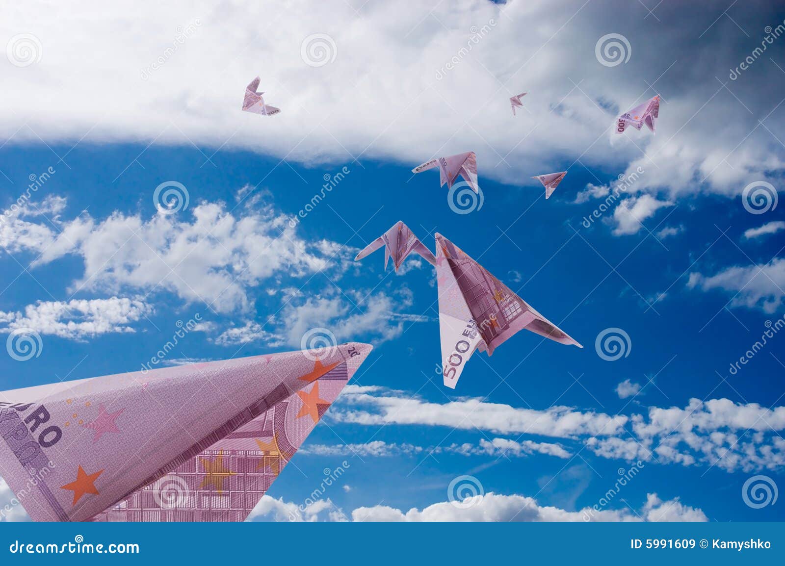 Planes from 500 Euro Banknotes Fly Away Stock Image - Image of european ...
