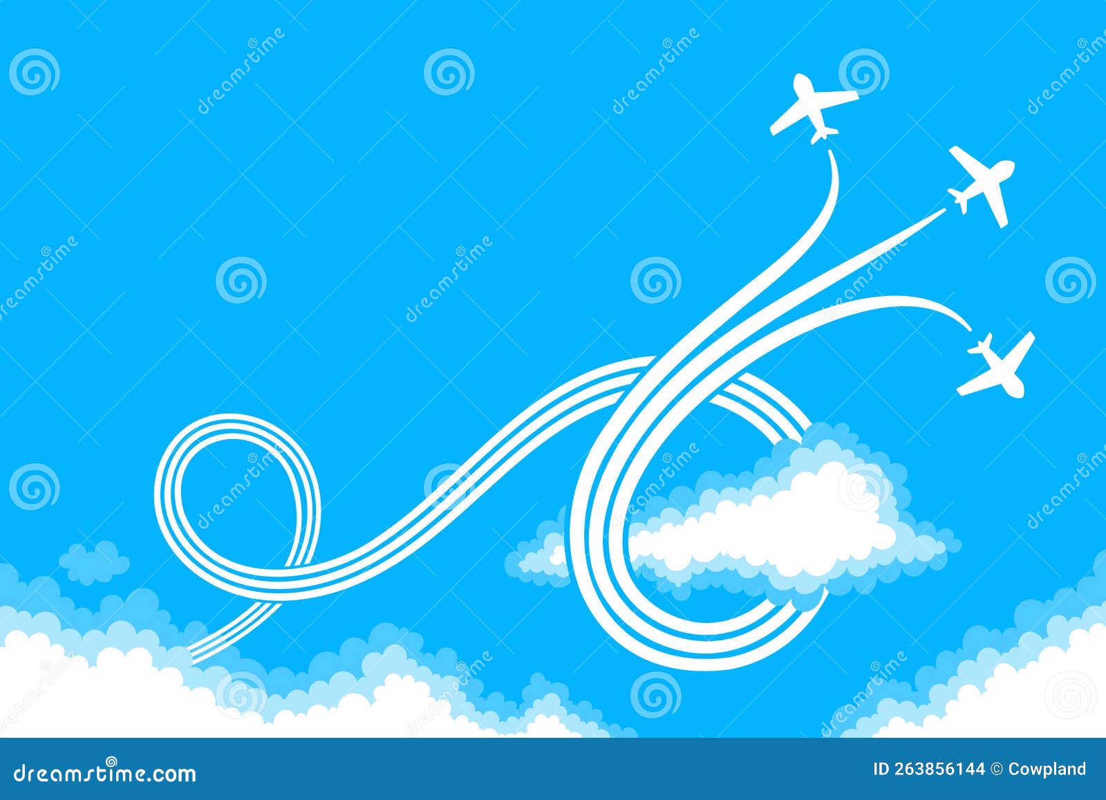 Planes Draw a Loop Around the Cloud Stock Vector - Illustration of ...