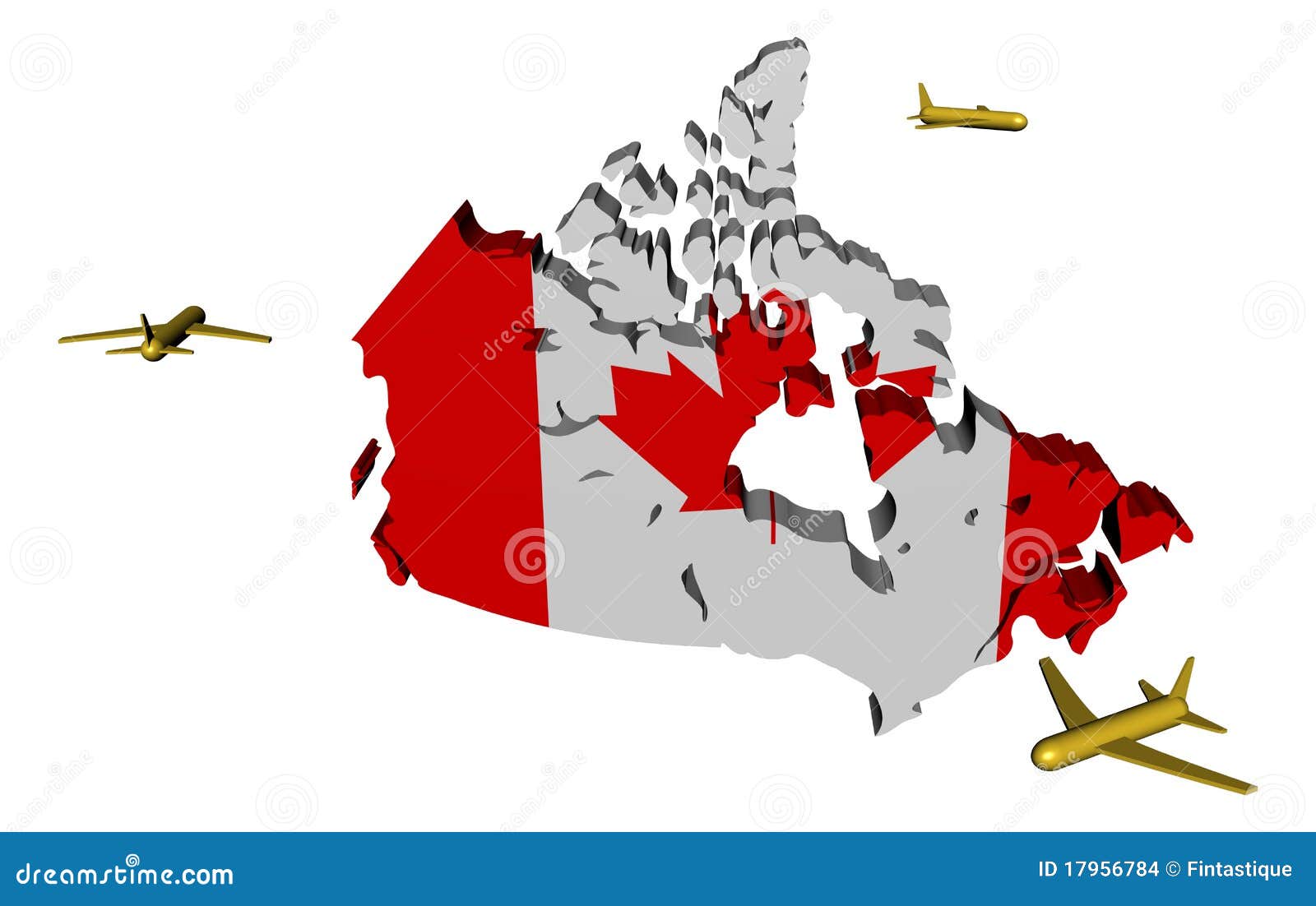 Planes Flying Around Canada Map Flag Stock Illustration - Illustration ...