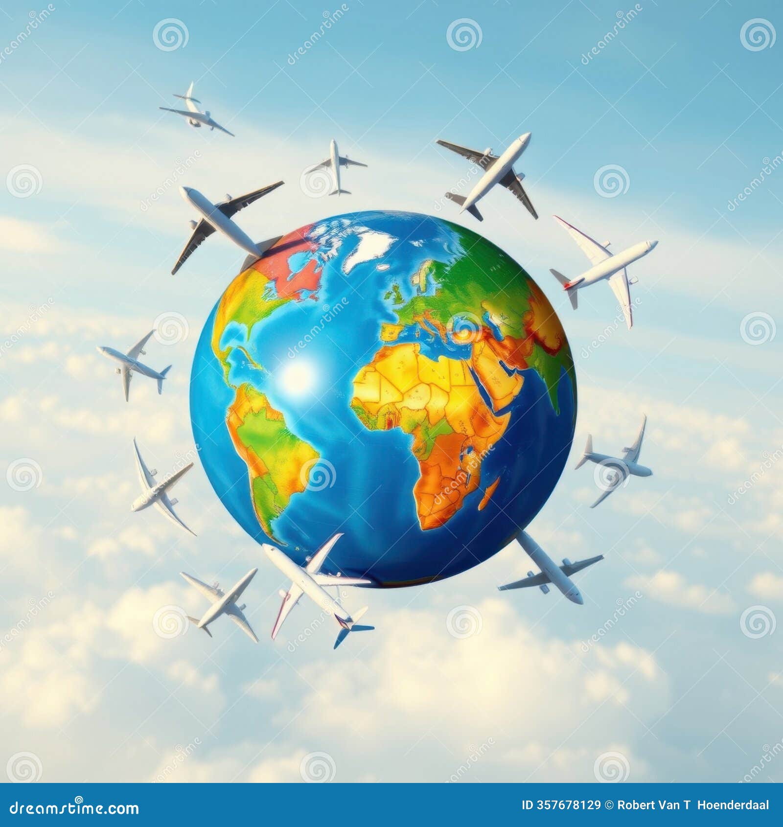 Planes Flying Around the World at 28-1-2025 Stock Illustration ...