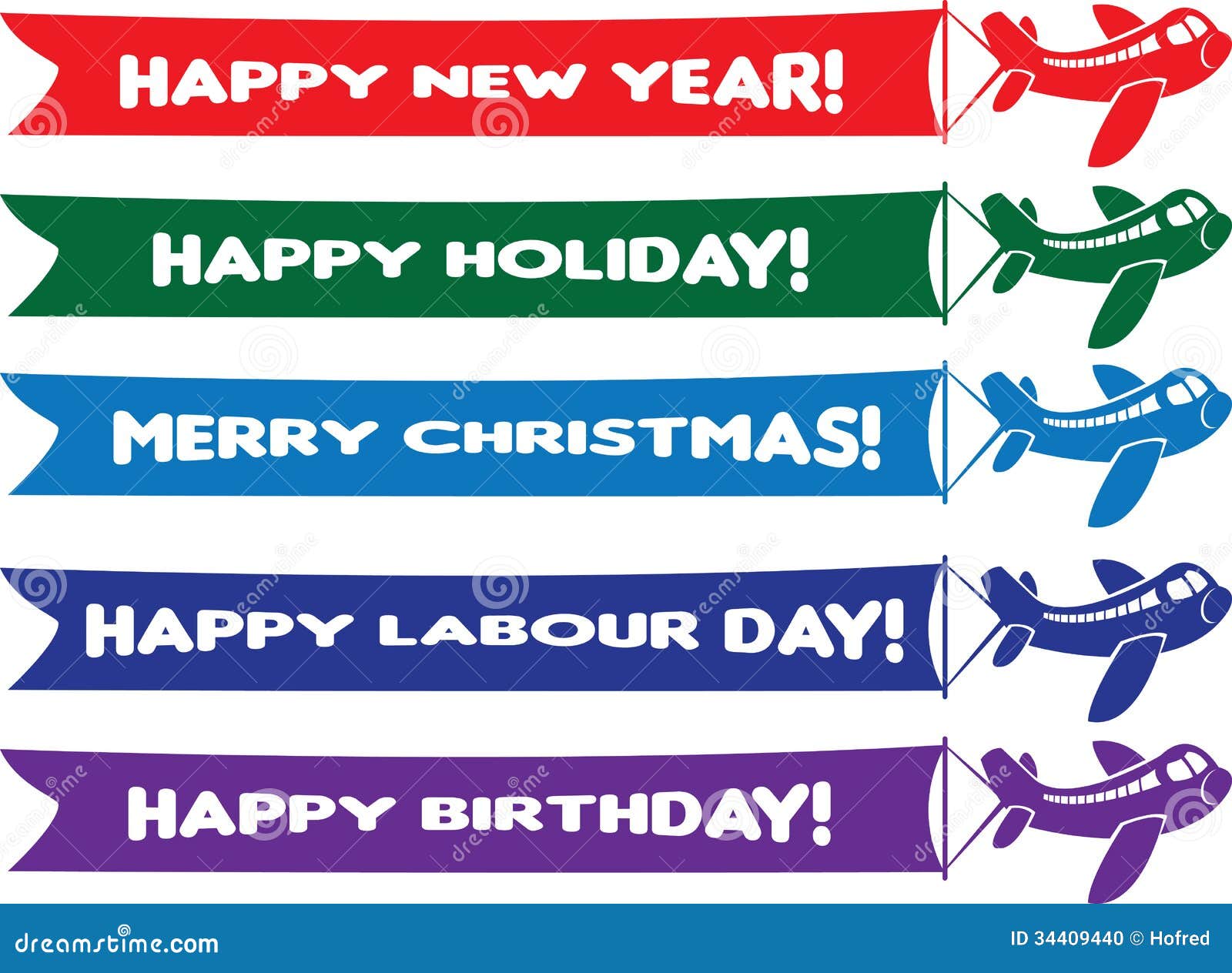 Planes with Flying Banners with Different Festive Messages. Stock ...