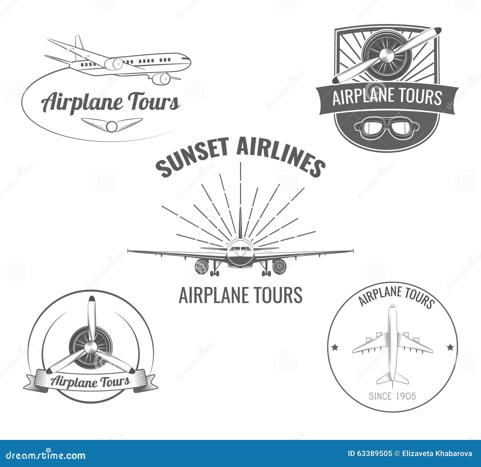 Planes Label Set. Vector Illustration. Stock Vector - Illustration of ...