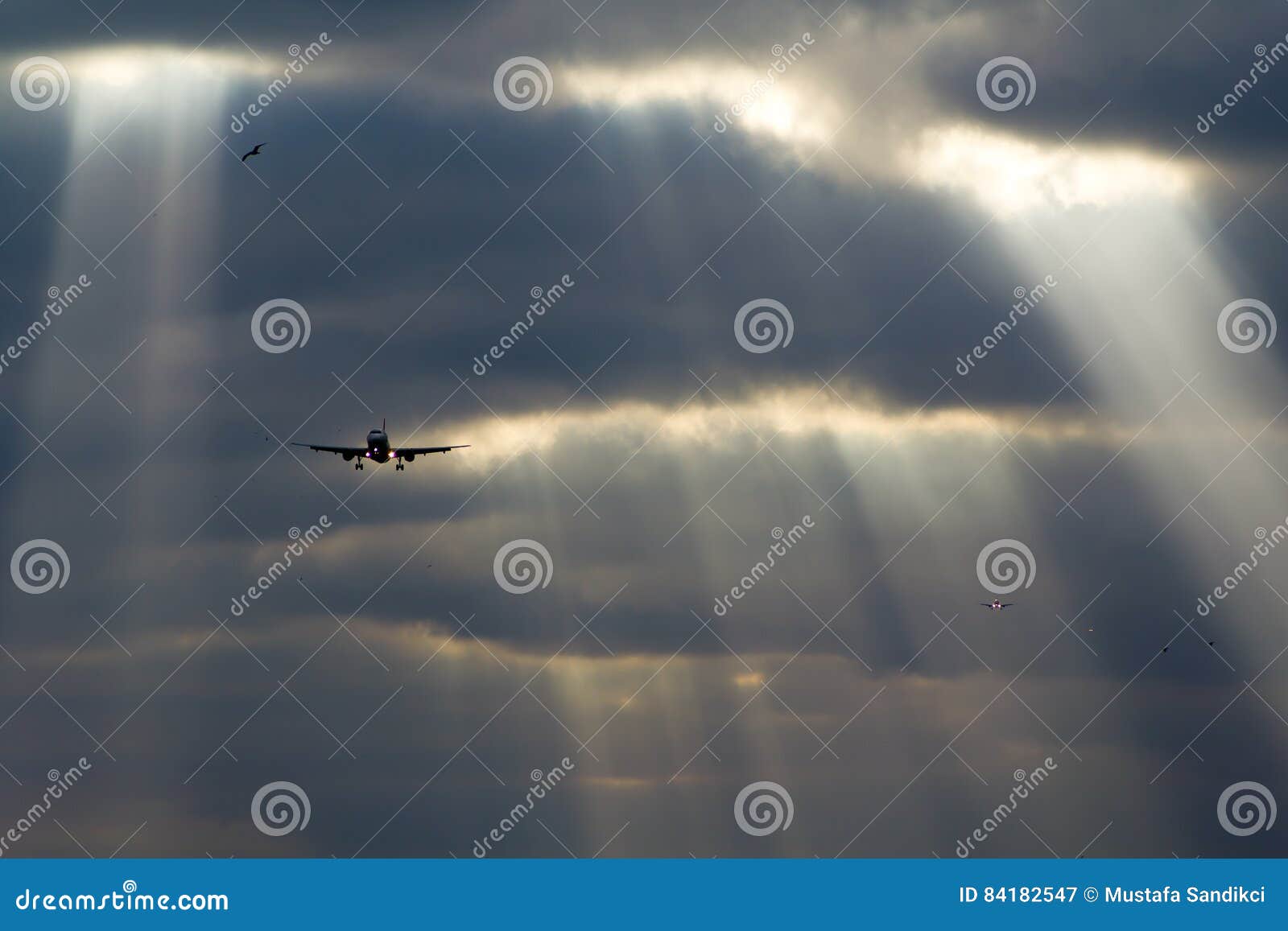 Planes Landing Perfect Sky stock image. Image of aegean - 84182547