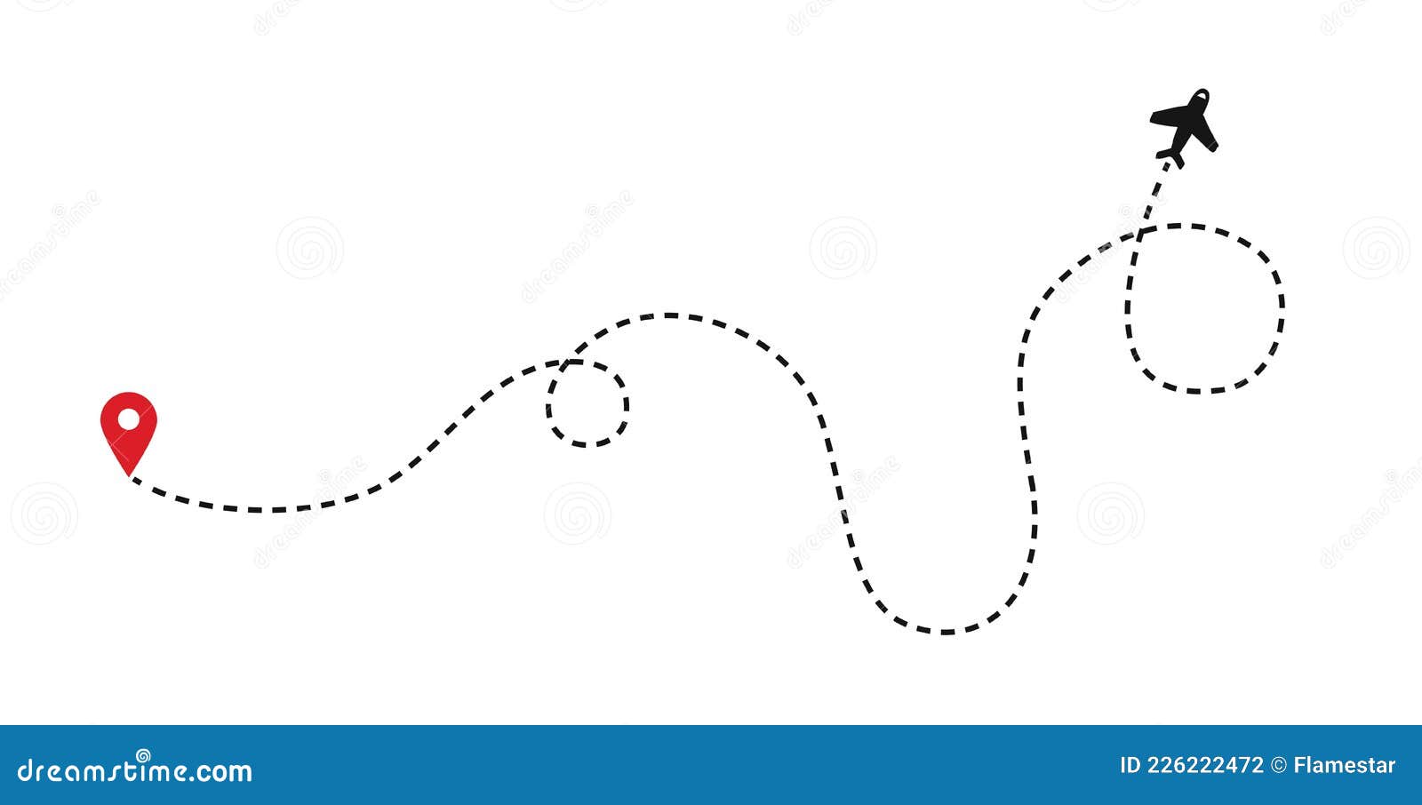 Planes. Line of the Plane. Airplane Flight Path with Dash Line and Dash ...