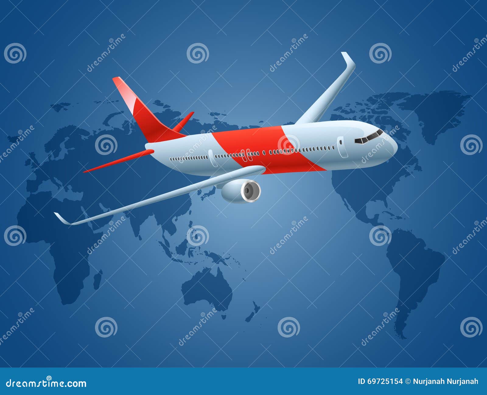 Planes Over World Map. Airlines Top View. Airplane Flying Above World ...