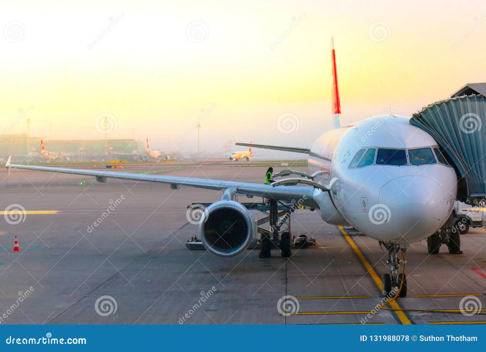 Planes Preparing for Take Off, Waiting for Passengers Stock Photo ...