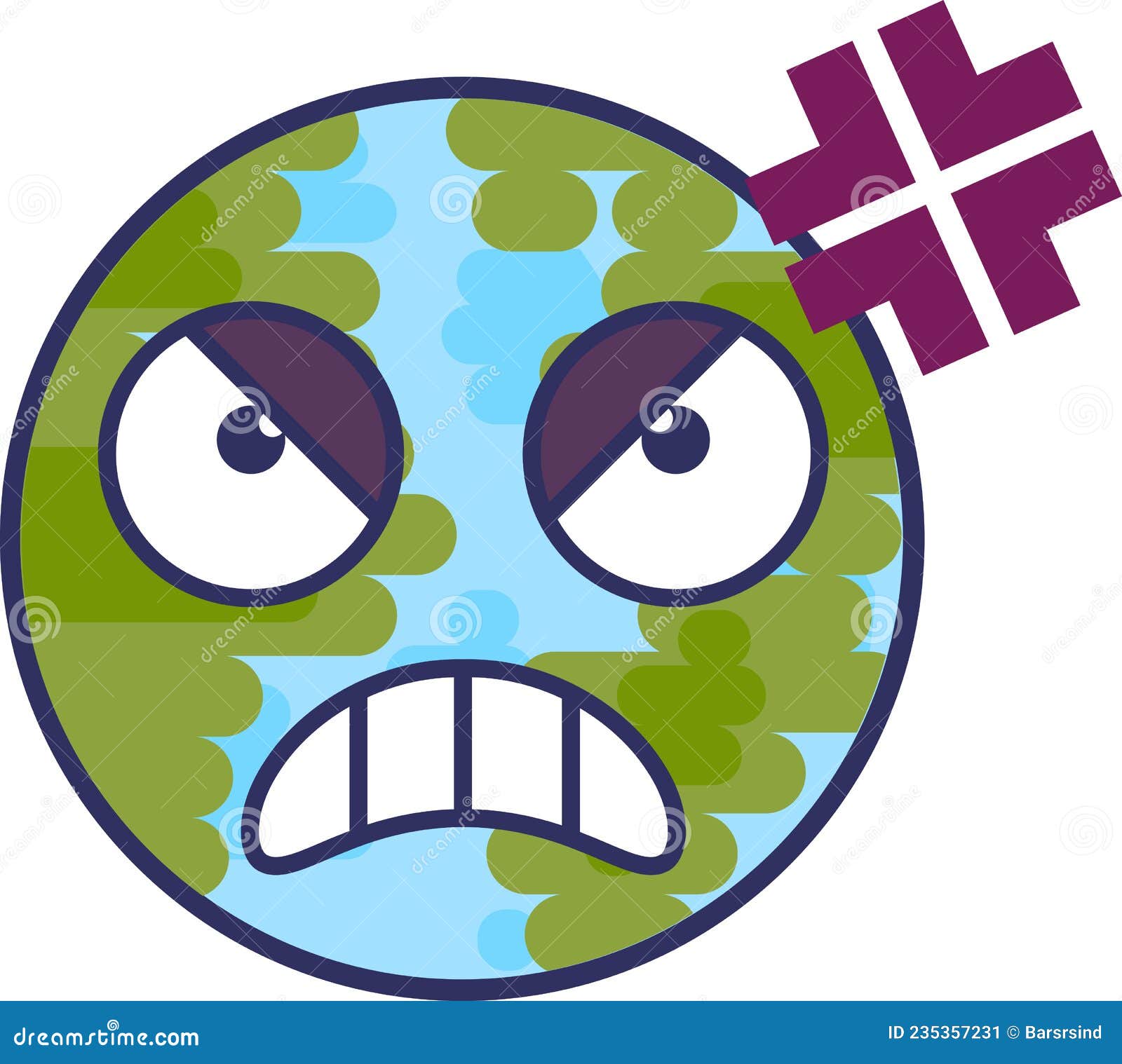 Planet Angry Reaction Expression Emoji Vector Stock Vector ...