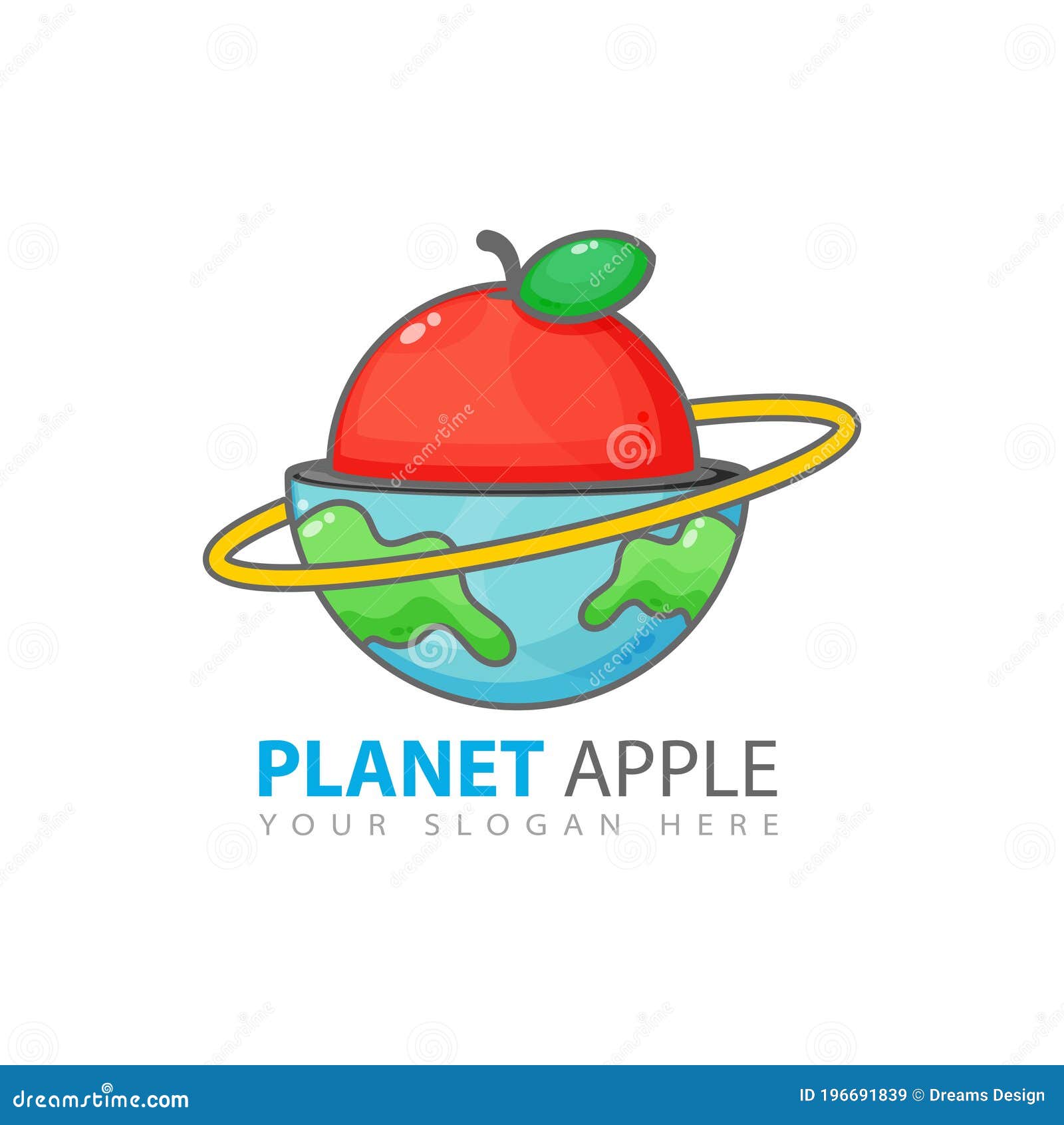 Planet Apple Logo Design stock illustration. Illustration of logo ...