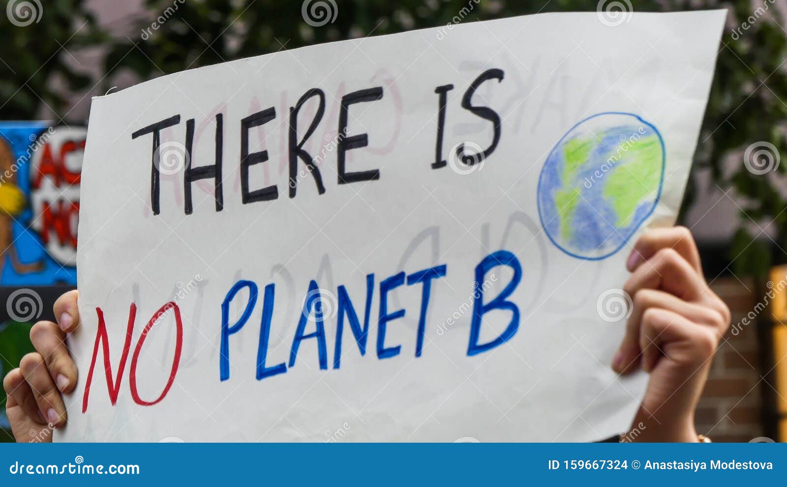 Planet B Climate Change March Banner Stock Photo - Image of person ...