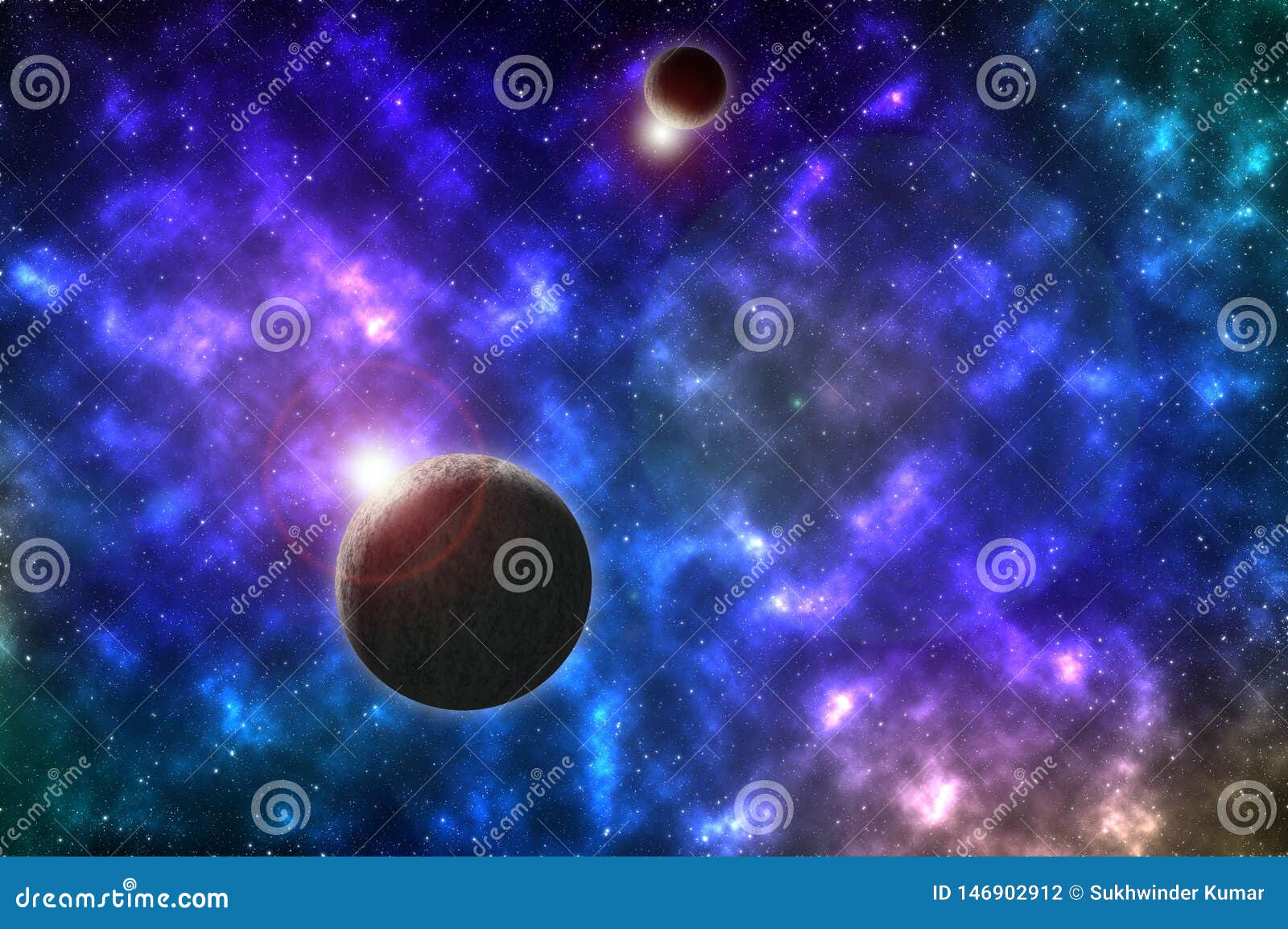 Planet in the Beautiful Blue Space Stock Photo - Image of stars, shows ...