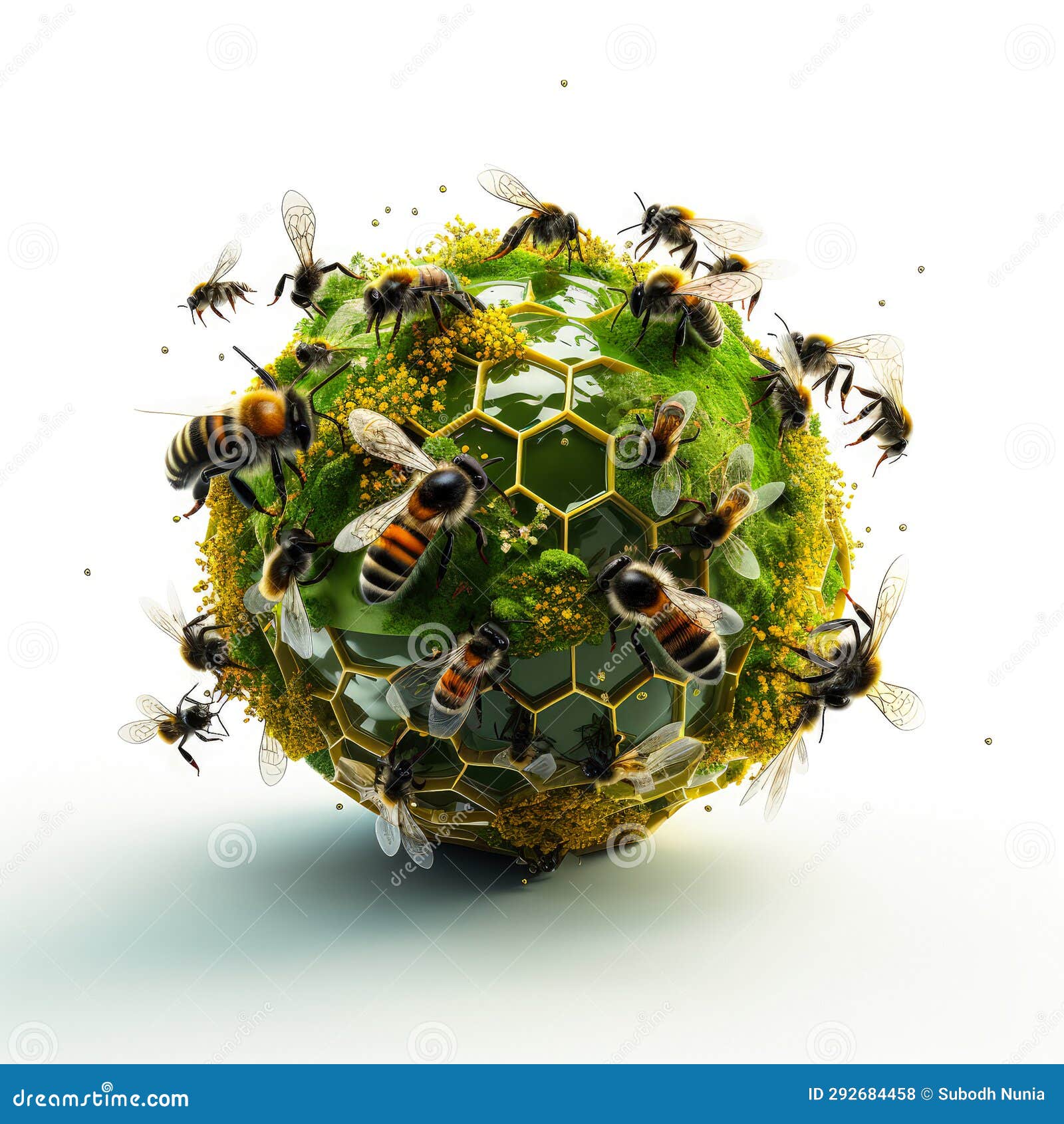 Planet with Bees Around it and Beehive on it Planet with Bees Around it ...