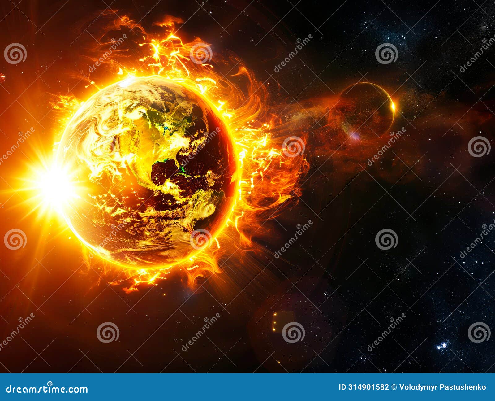 A Planet Is Destroyed By A Huge Explosion, With A Large Crater In The ...