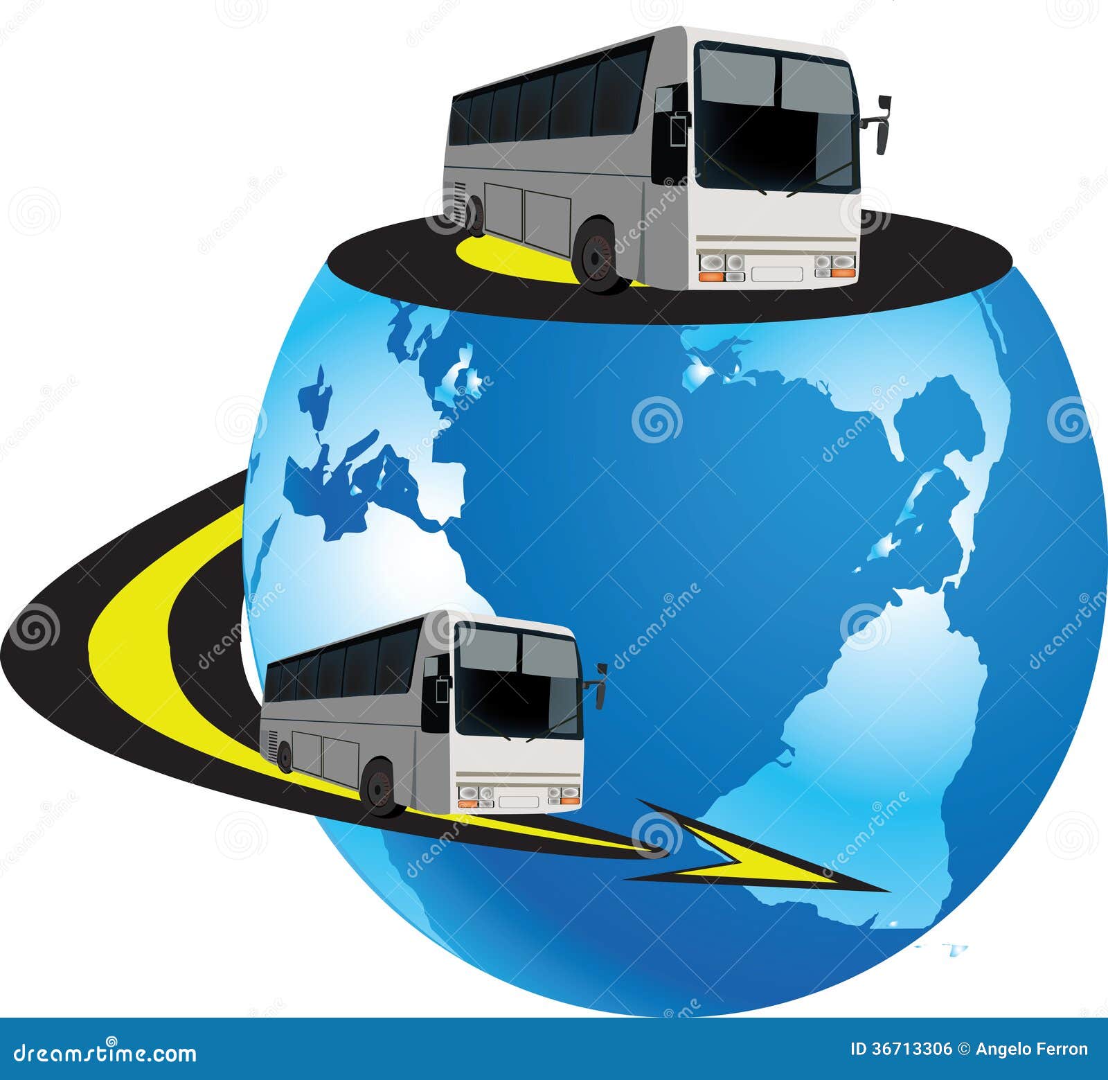 Planet with bus stock vector. Illustration of path, road - 36713306