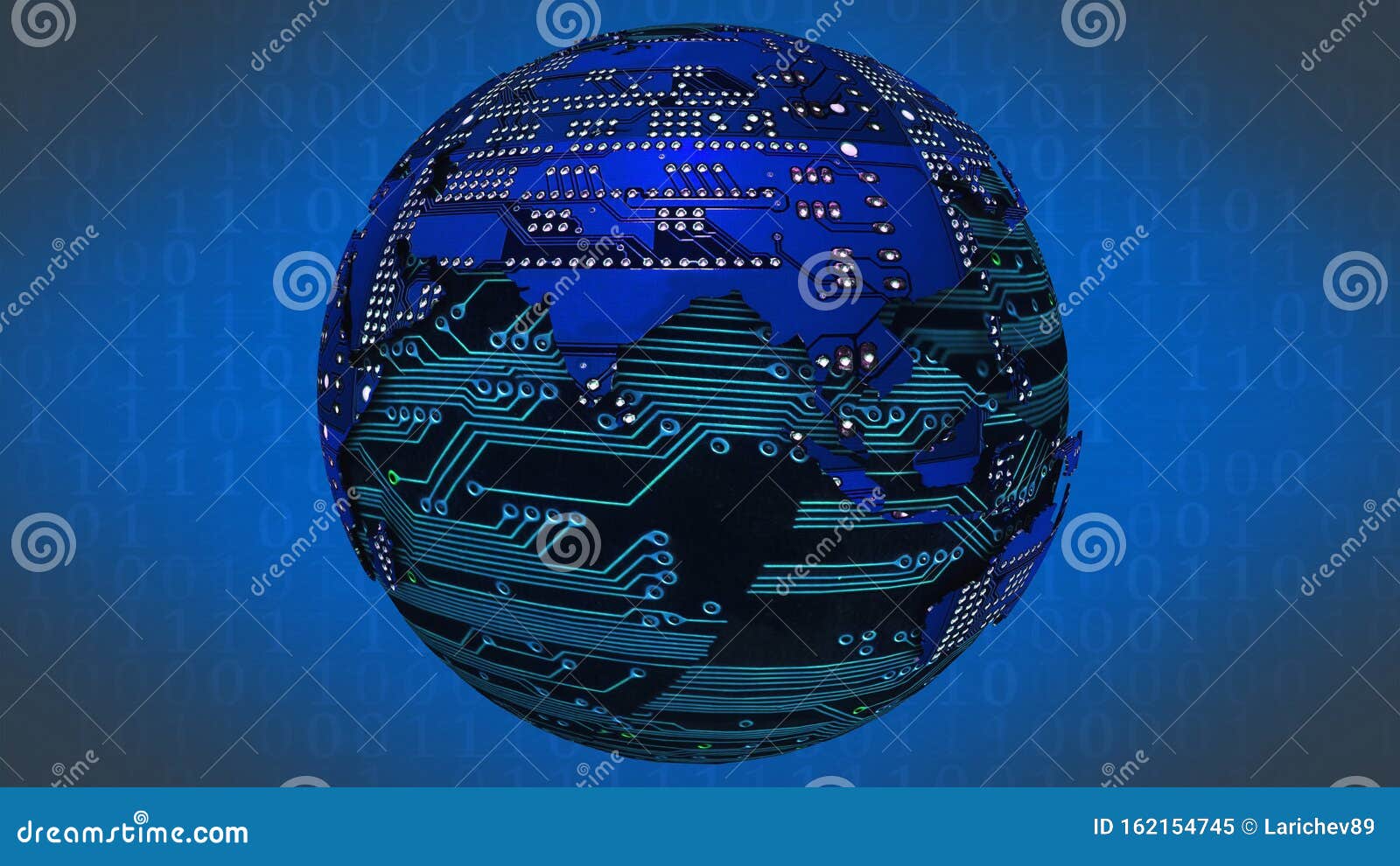 The Planet with the Circuit Board Surface. Technology Concept Stock ...
