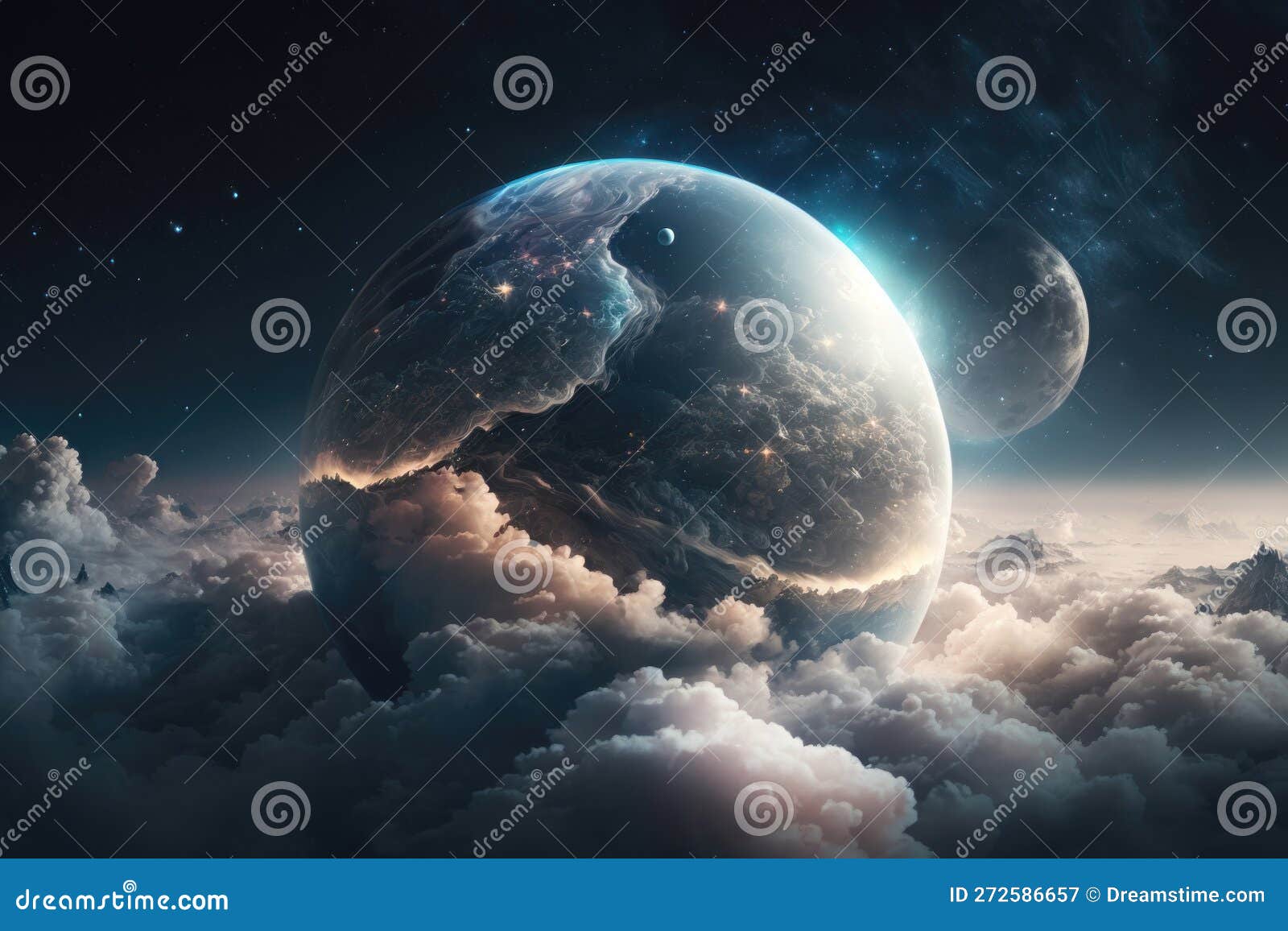 Planet in the Clouds. AI Generated Stock Illustration - Illustration of ...