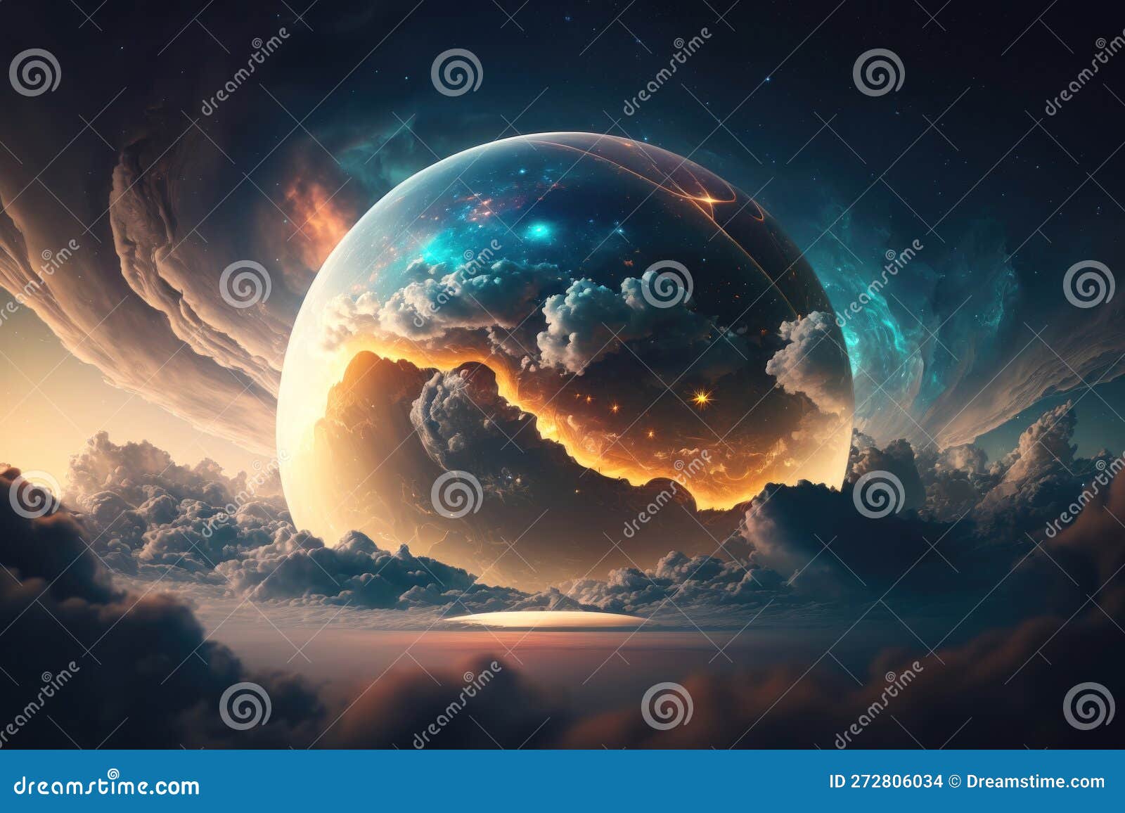 Planet in the Clouds. AI Generated Stock Illustration - Illustration of ...