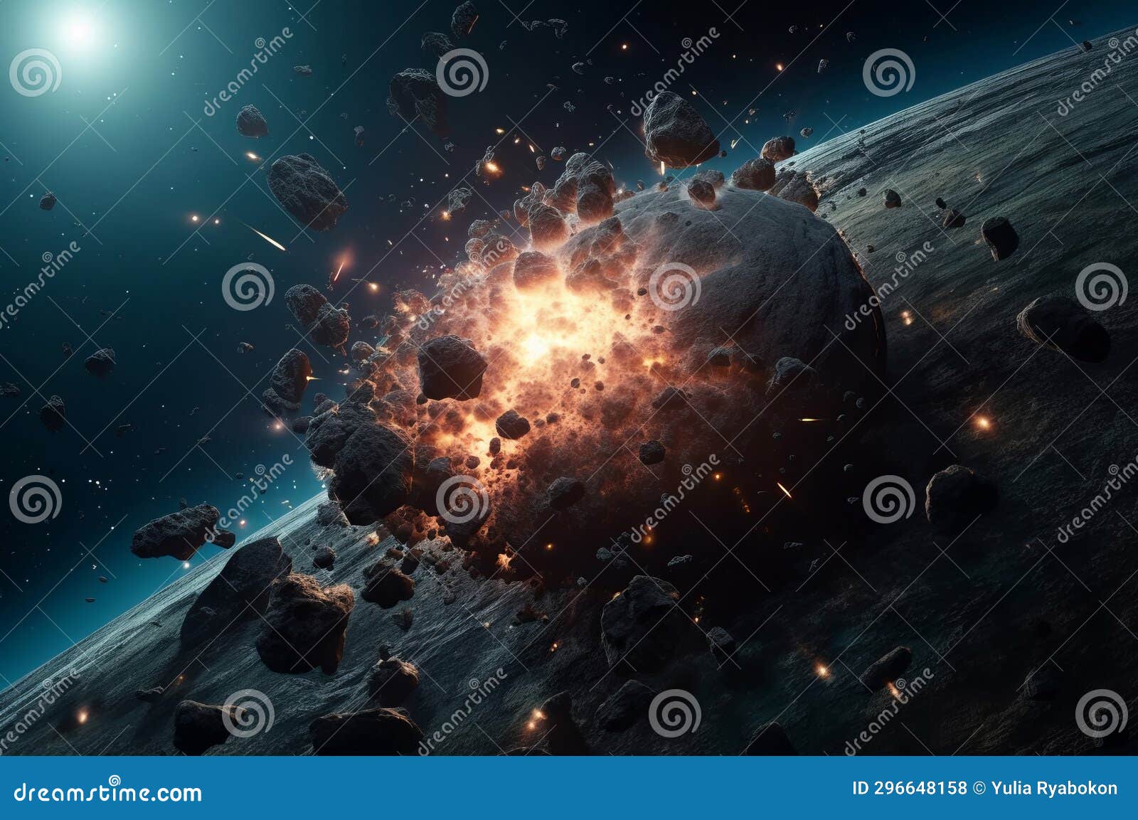 Planet Collision Massive Explosion. Generate Ai Stock Illustration ...