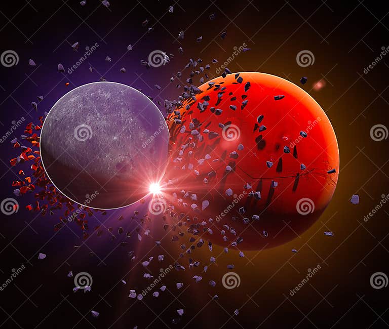 Planet, Collision between Planets, Explosion, Destruction, Space ...