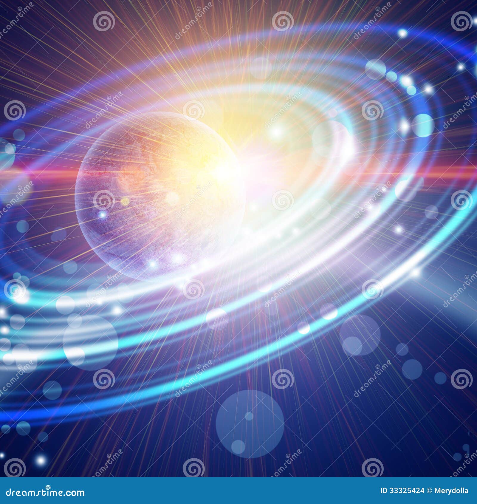 Planet with Concentric Rings Stock Illustration - Illustration of ...