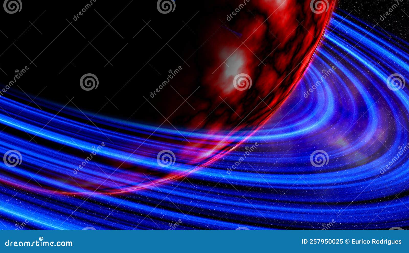 A Planet with Dust Rings in Deep Space Background Stock Illustration ...