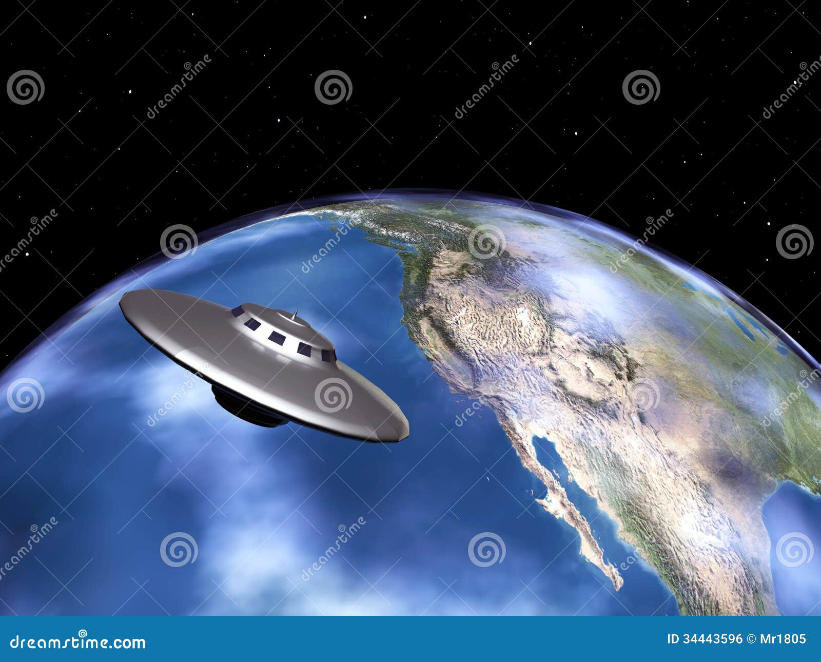 Planet Earth and Alien Spaceship Stock Illustration - Illustration of ...