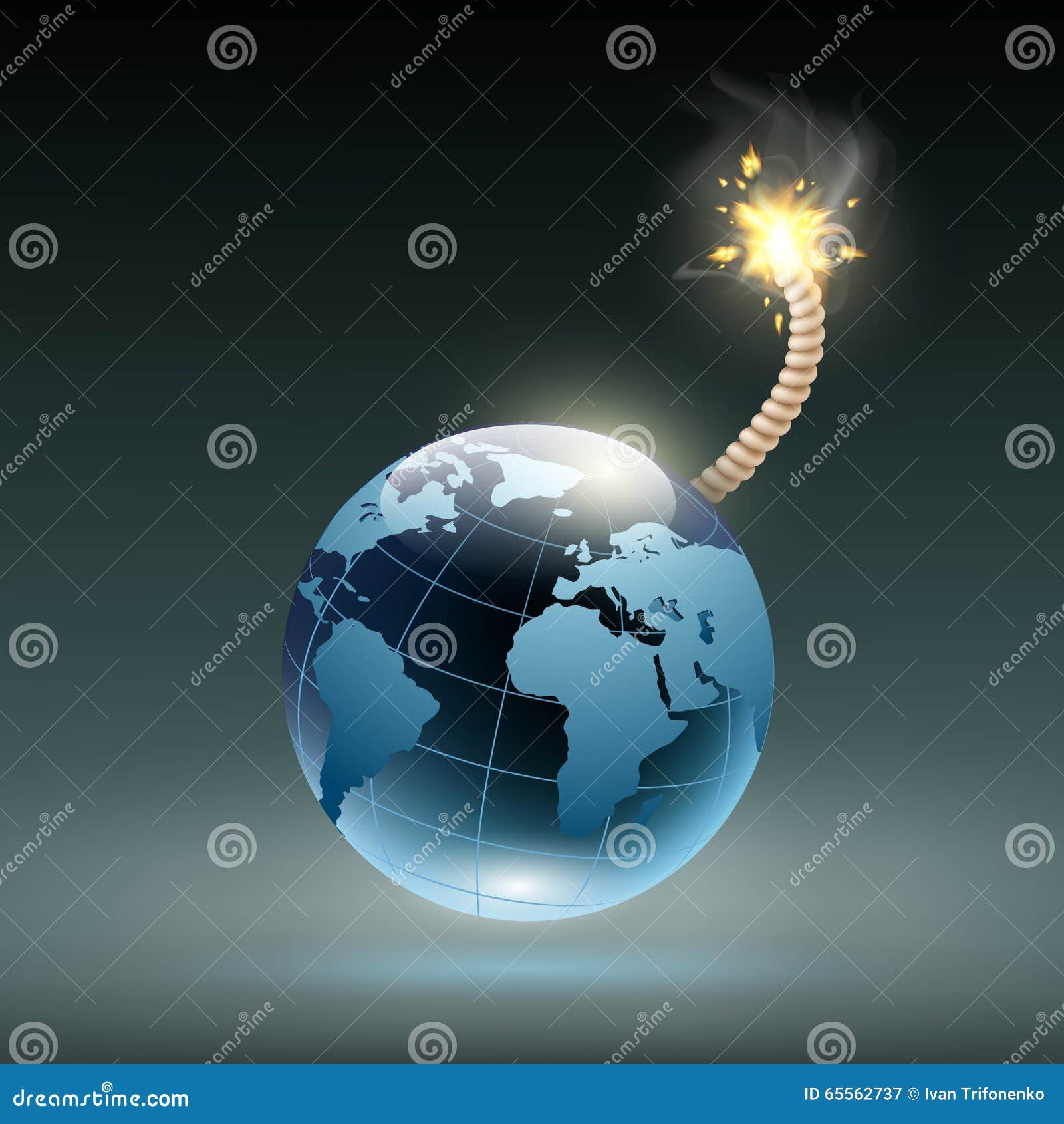 Planet earth as a bomb. stock vector. Illustration of plant - 65562737