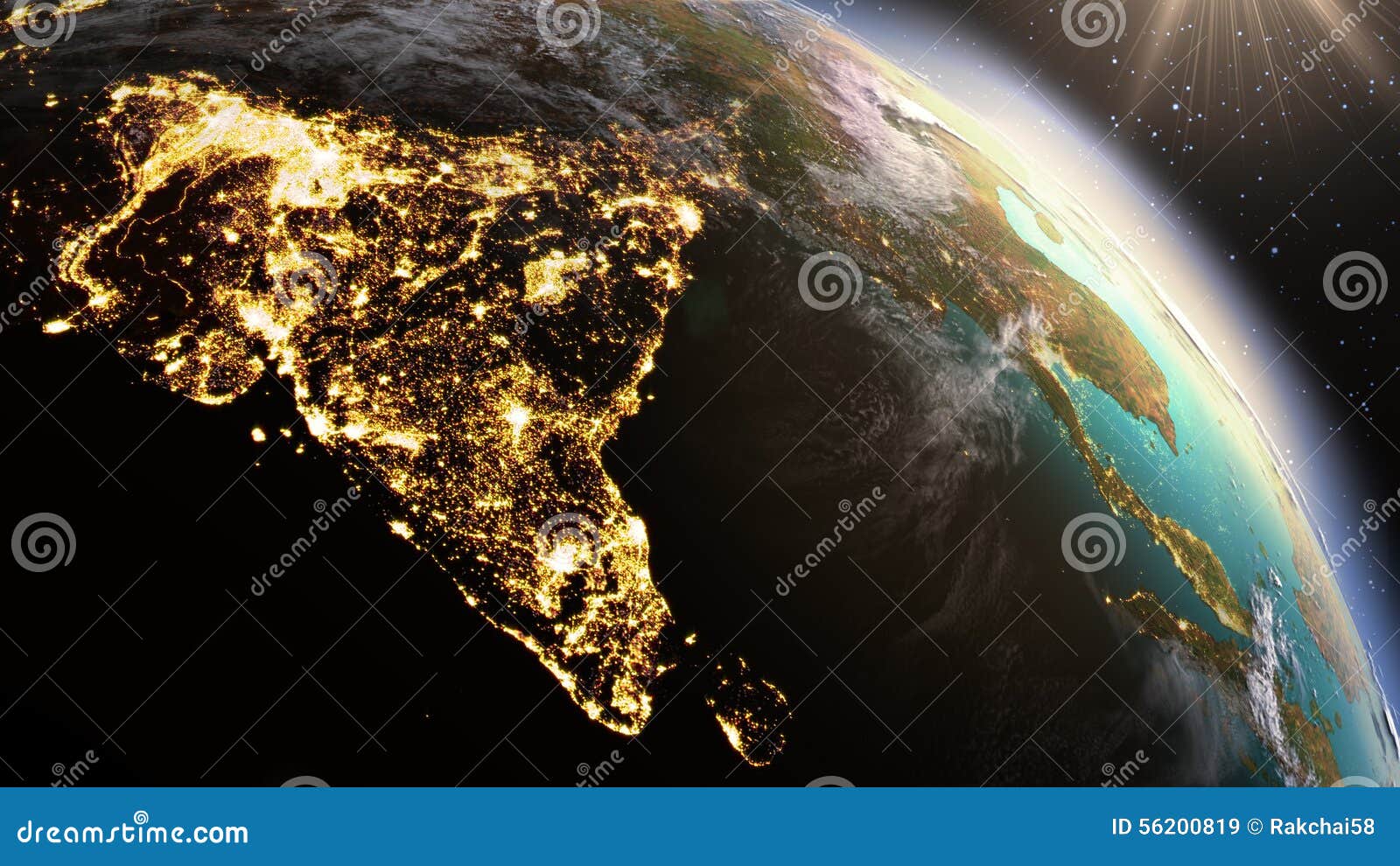 Planet Earth Asia Zone Using Satellite Imagery NASA Stock Image - Image ...